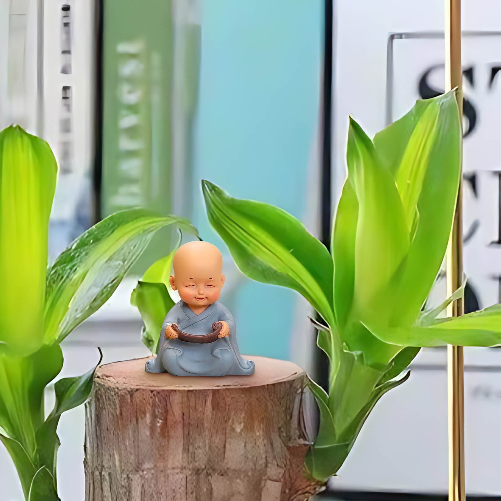 RuiJiao Zen Monk Figurine - Small Home Decor for Living Room and Tea ...