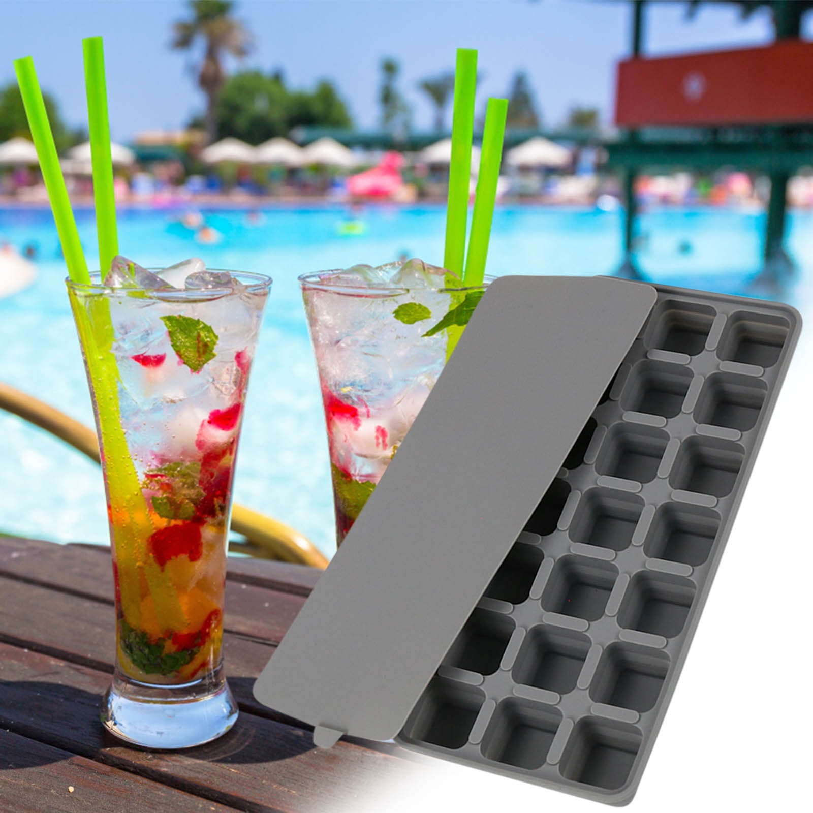RuiJiao Collapsible Silicone Ice Cube Tray with 21 Compartments - Easy ...