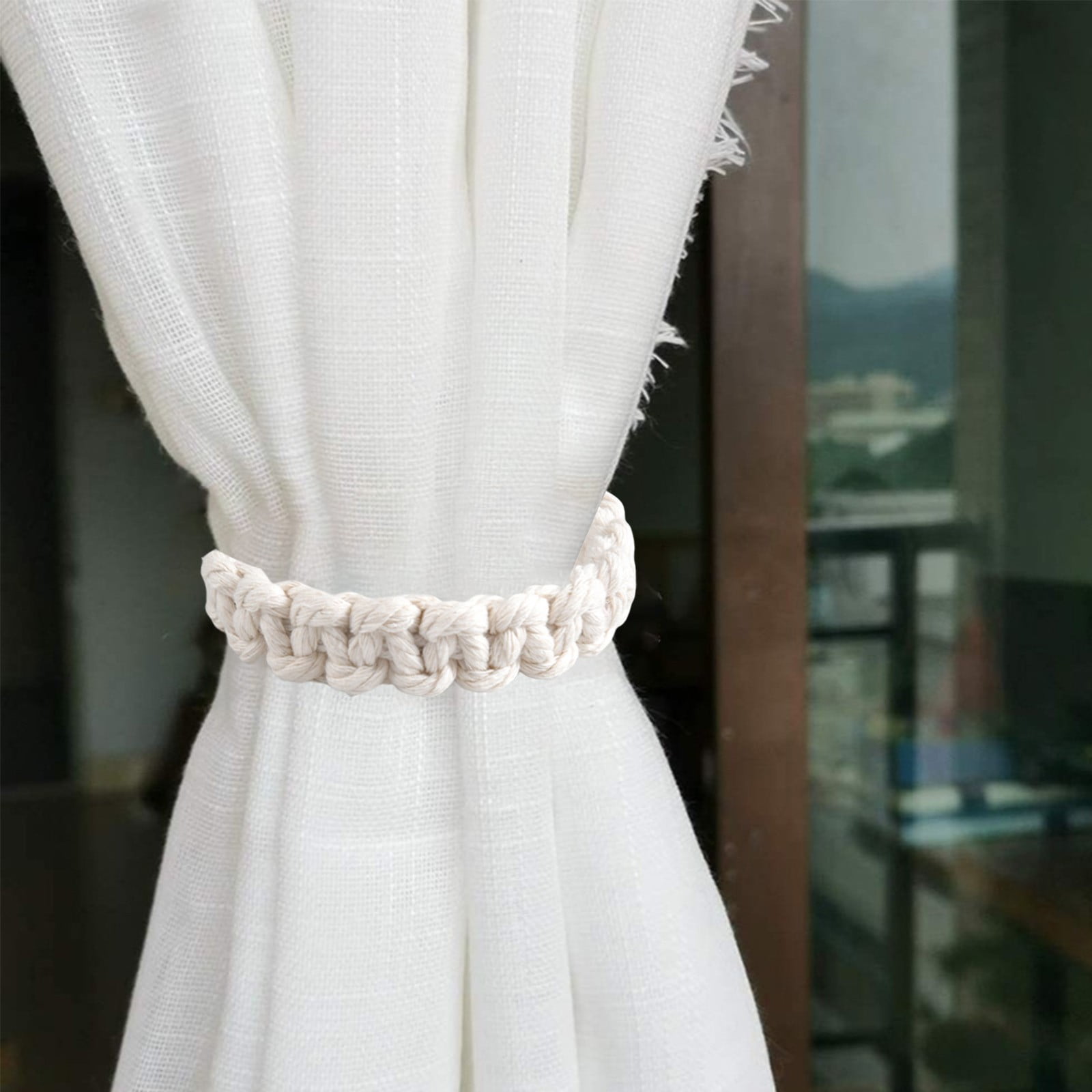RuiJiao Curtain Tiebacks Flexible Jute Curtain Holdback Handmade ...