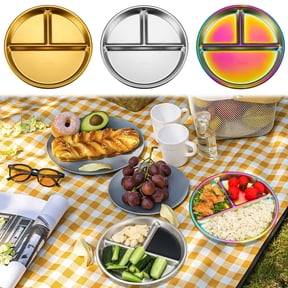 YSTDHL 3 Pack Stainless Steel Rectangular Divided Plates Tray, 5 ...