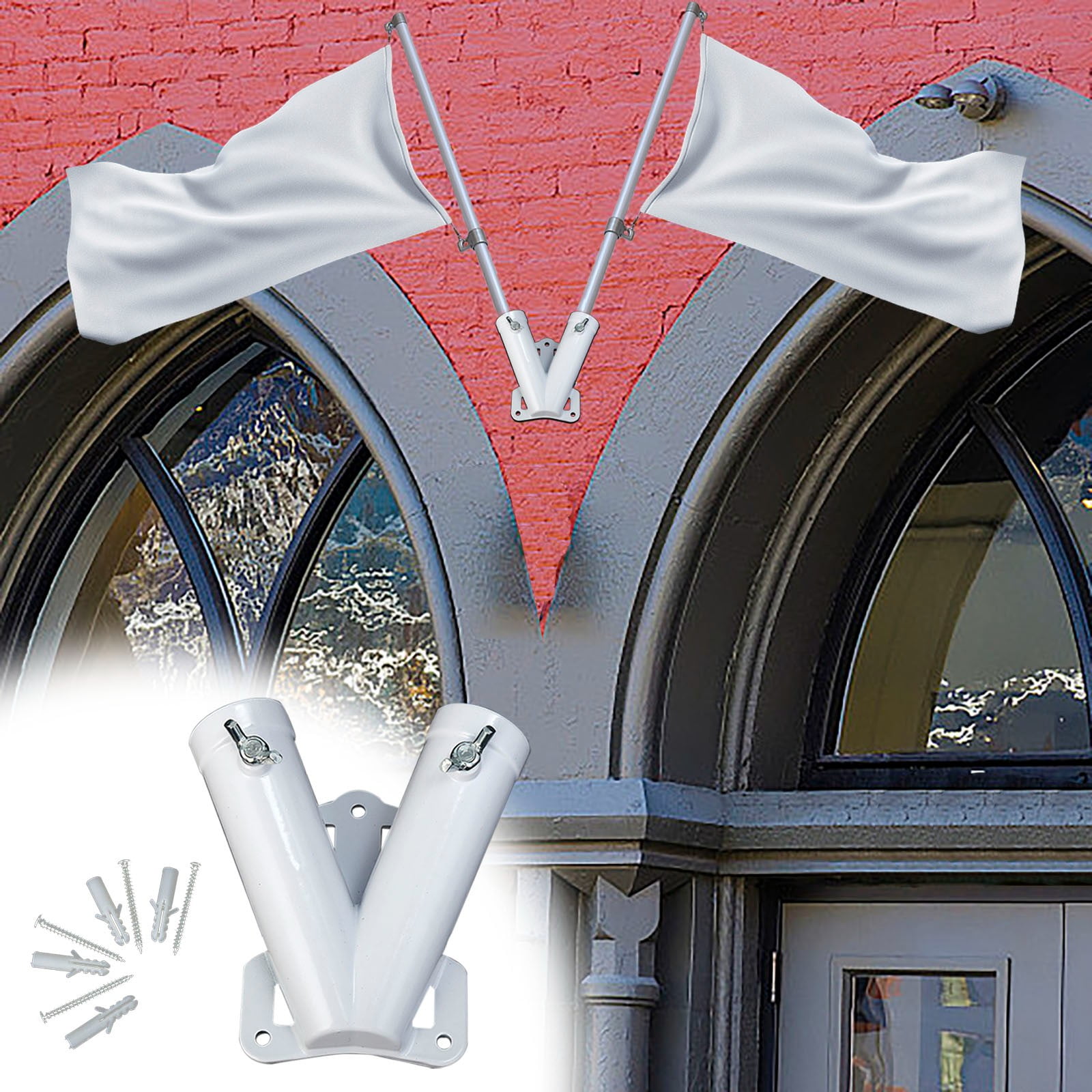 RuiJiao Flag Holder, Flag Bracket, Flag Pole Holder Bracket Double Hole ...