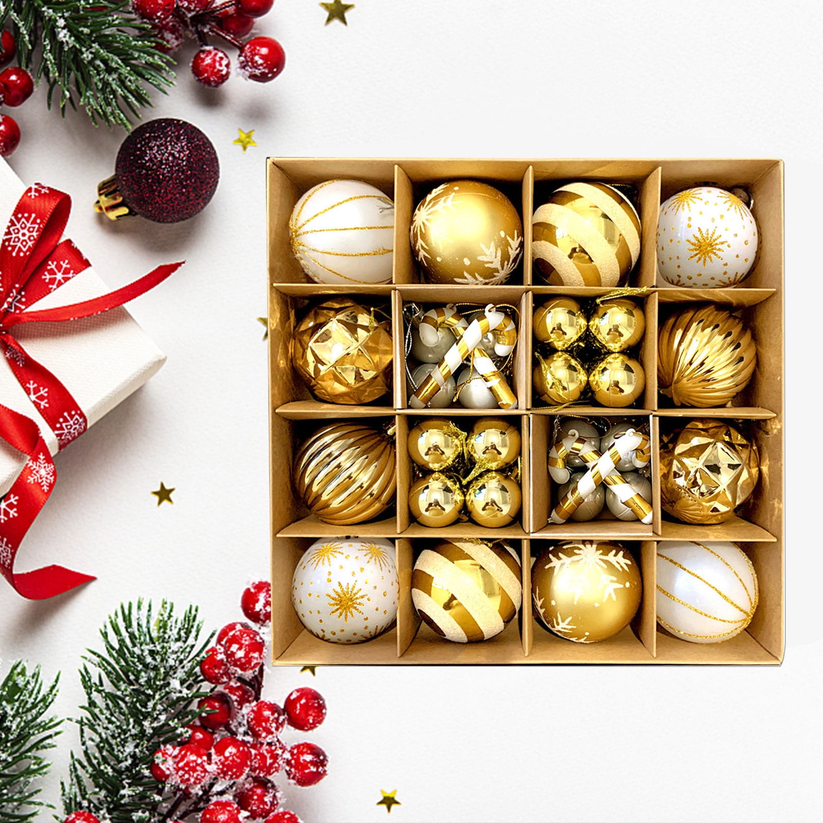 RuiJiao Gift Shatterproof Glitter Christmas Ball Ornaments, Plastic ...