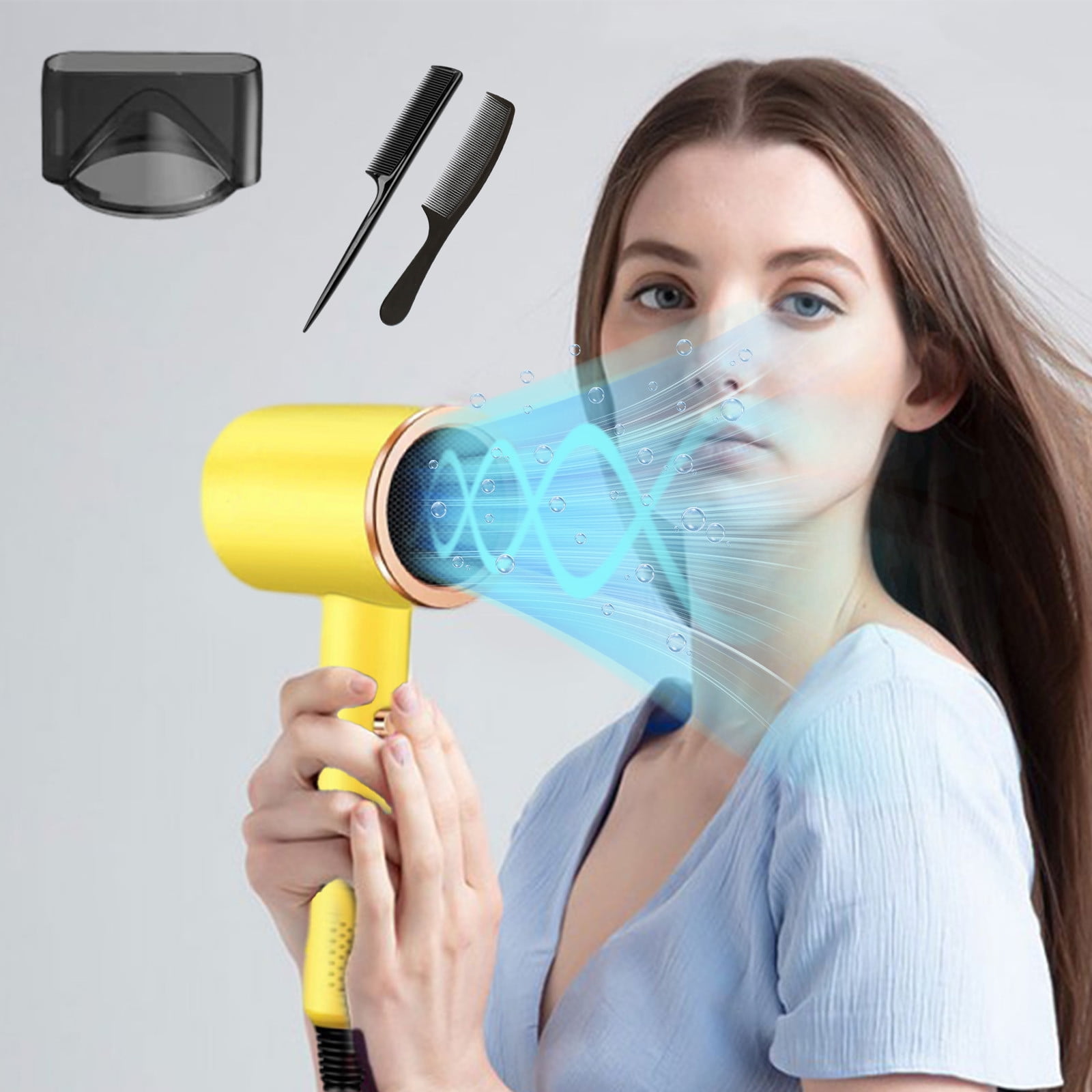 RuiJiao Hair Dryer with Combs Ionic Professional Blow Dryer 1875W High ...