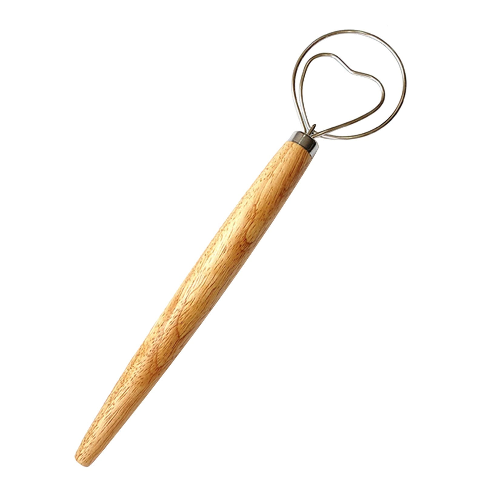 RuiJiao Heart Shaped Dough Whisk Stainless Steel Hook Dutch Wooden Hand ...