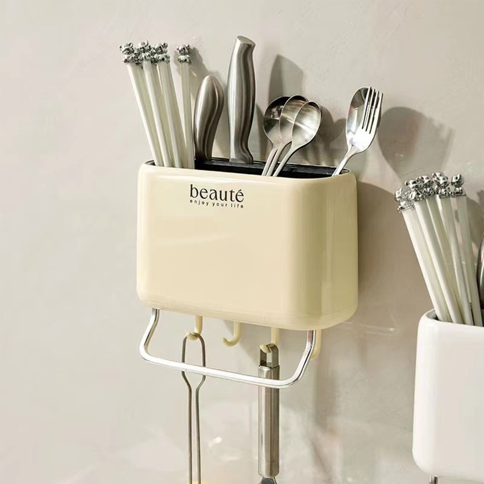 RuiJiao Kitchen Utensil Wall Organizer, with Hooks Knife Towel Rack ...