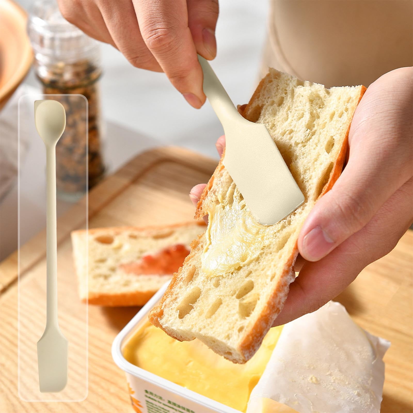 RuiJiao Mini Spatula Silicone, Double-ended Stirring Stick Spoon, Jar ...