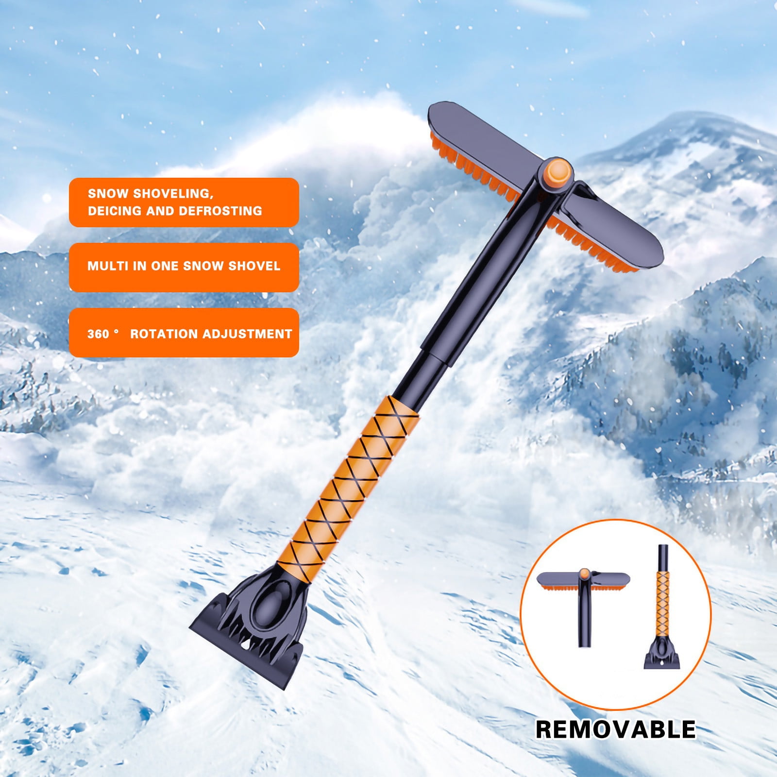 RuiJiao Multifunctional Car Snow Shovel, Heavy-Duty ABS + Nylon ...
