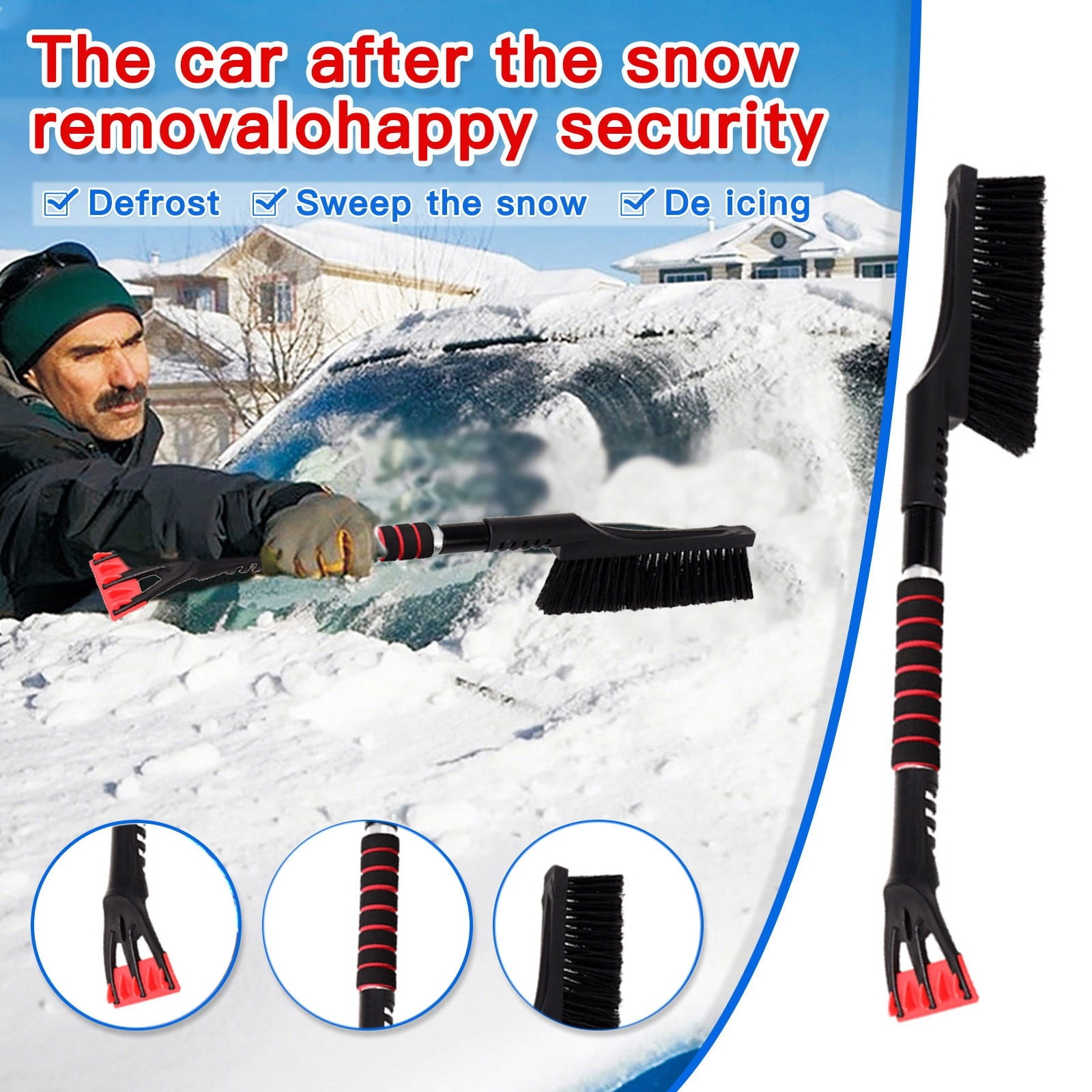 RuiJiao Multifunctional Car Snow Shovel, Heavy-Duty ABS + Nylon ...