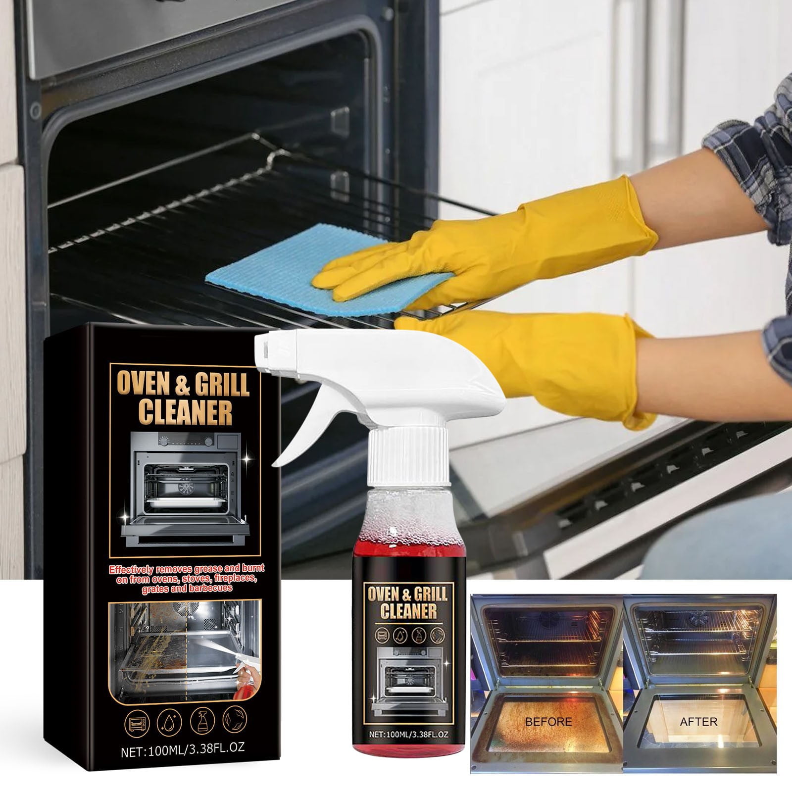 RuiJiao Oven Grill Cleaner 100ml - Vegan, Eco-Friendly Degreaser for ...