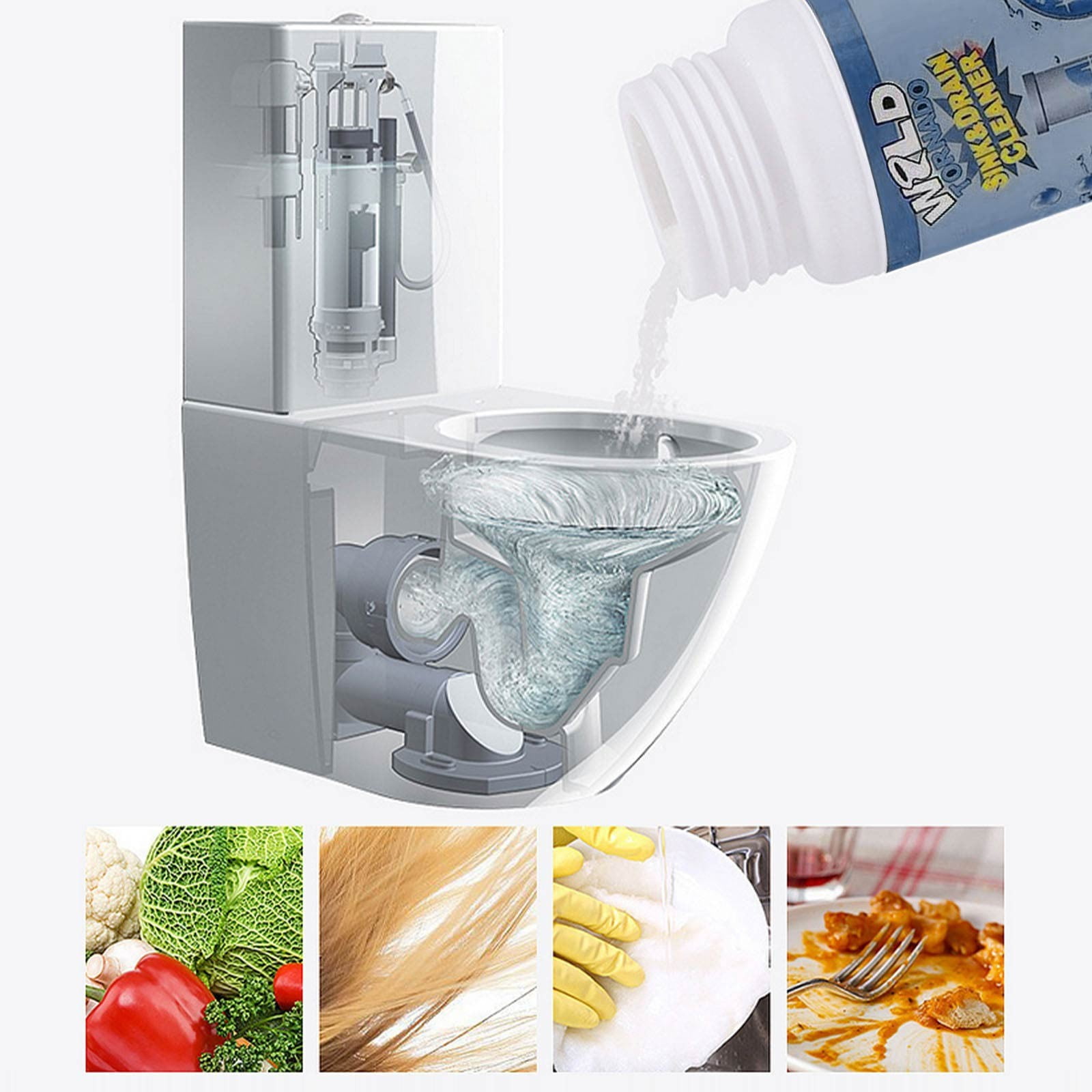 RuiJiao Powerful Enzyme Fast-Foam Toilet Cleaner and Drain Opener, Non ...