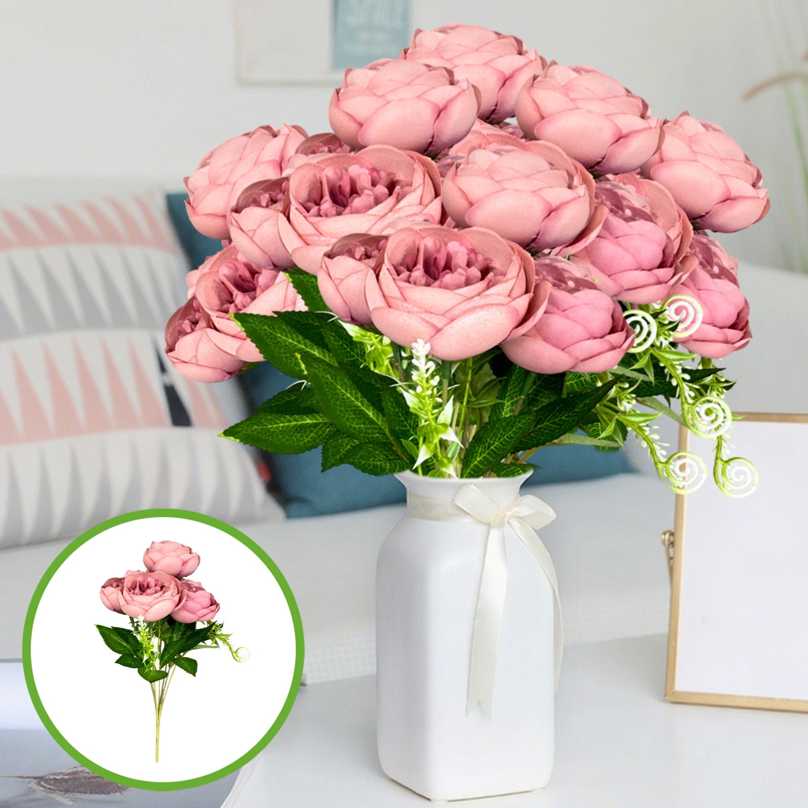 RuiJiao Silk Small Tea Rose Artificial Flowers Bouquets for Decorations ...