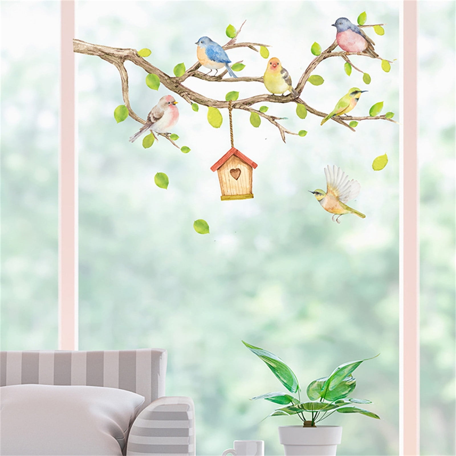 RuiJiao Spring Window Cling Sticker - Branches Hummingbirds Window ...