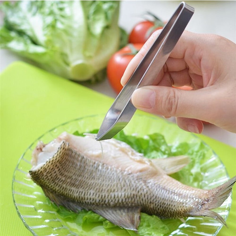RuiJiao Stainless Steel Fish Bone Tweezers 12cm Silver, Kitchen Tool ...