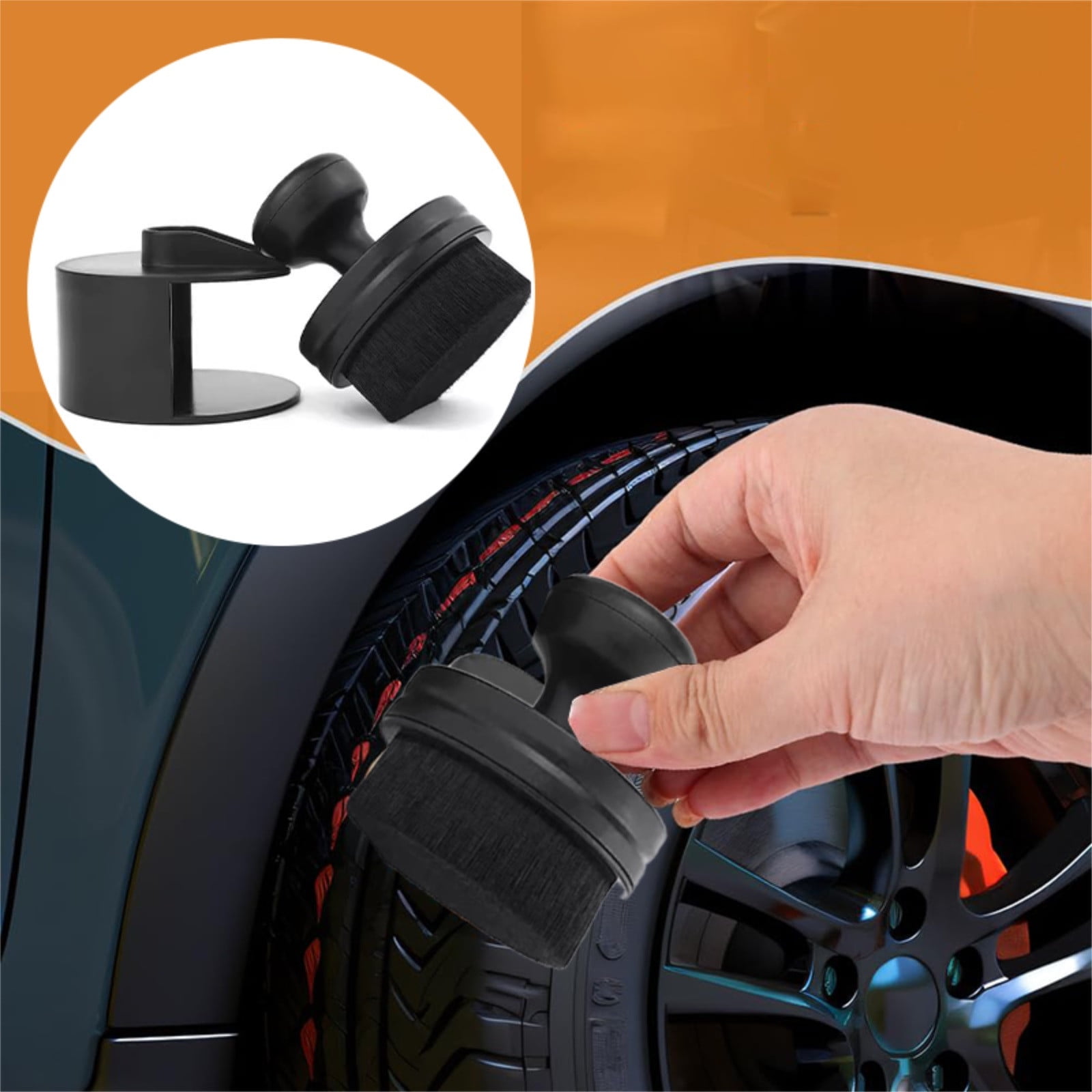 RuiJiao Tire Shine Applicator Brush, Tire Shine Brush with Storage ...