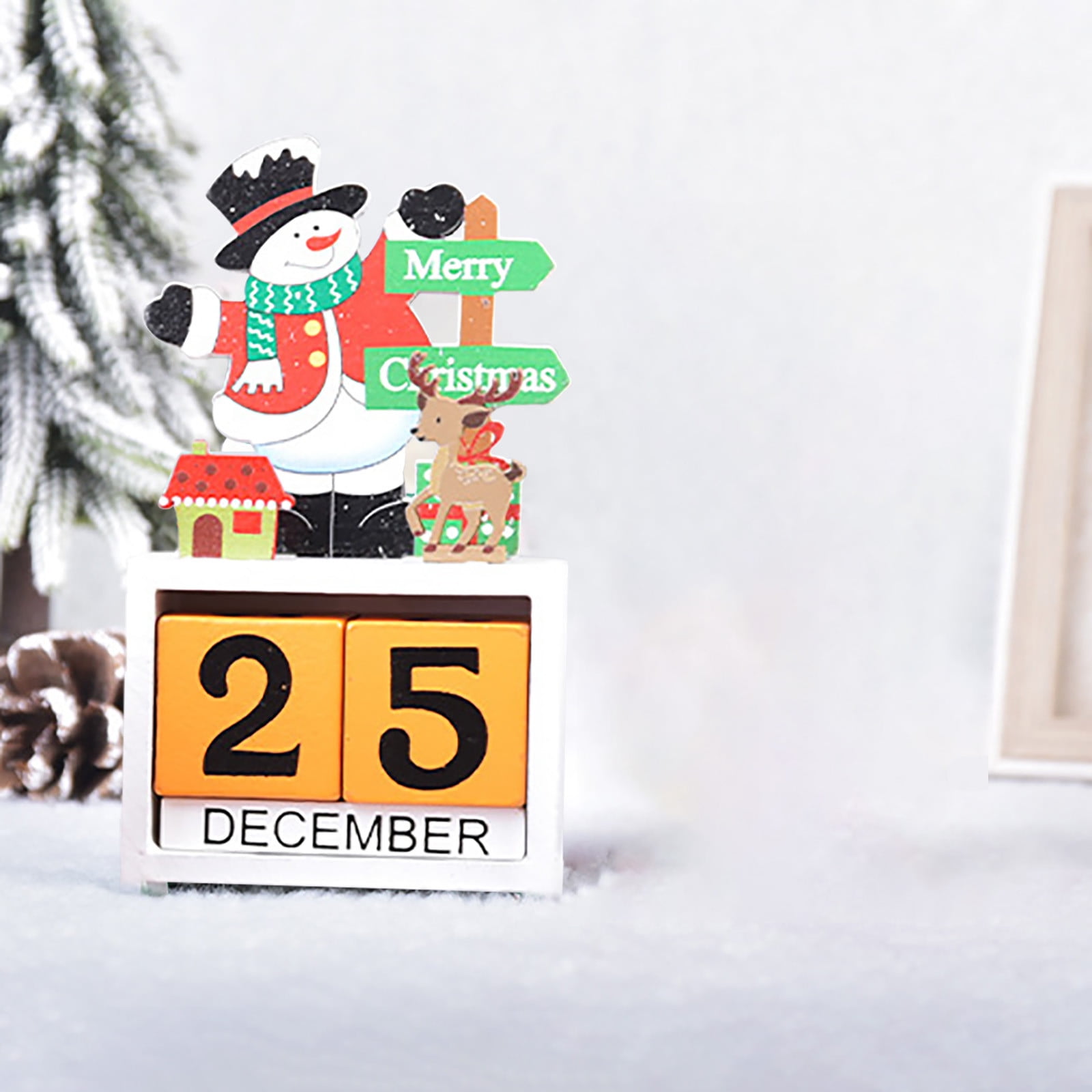 RuiJiao Wooden Countdown Calendar - Mini Desktop Ornaments, Reusable ...