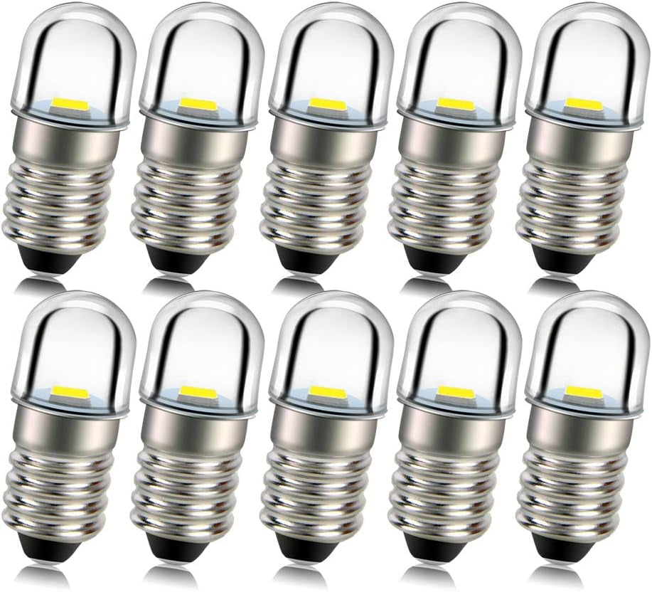 Ruiandsion 10pcs E10 Base Socket LED Bulb Replace Torch Flashlight ...