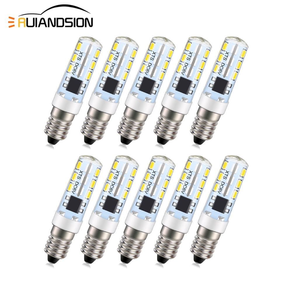 Ruiandsion 10pcs E10 LED Bulbs, 3014 24SMD,White DC 6V Perfect for ...