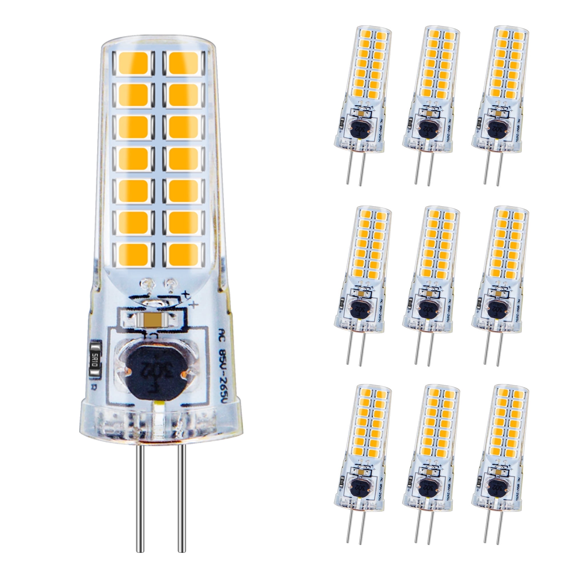 Ruiandsion 10-Pack G4 Dimmable LED Bulb, 4300K White 3W 300LM, 85-265V ...