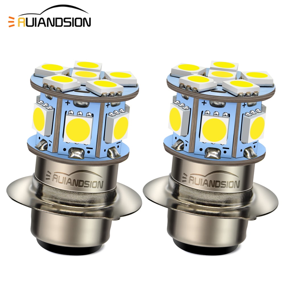 Ruiandsion 12V H6M/P15D White 2 Pcs LED Motorcycle Bulb Hi Low Beam ...