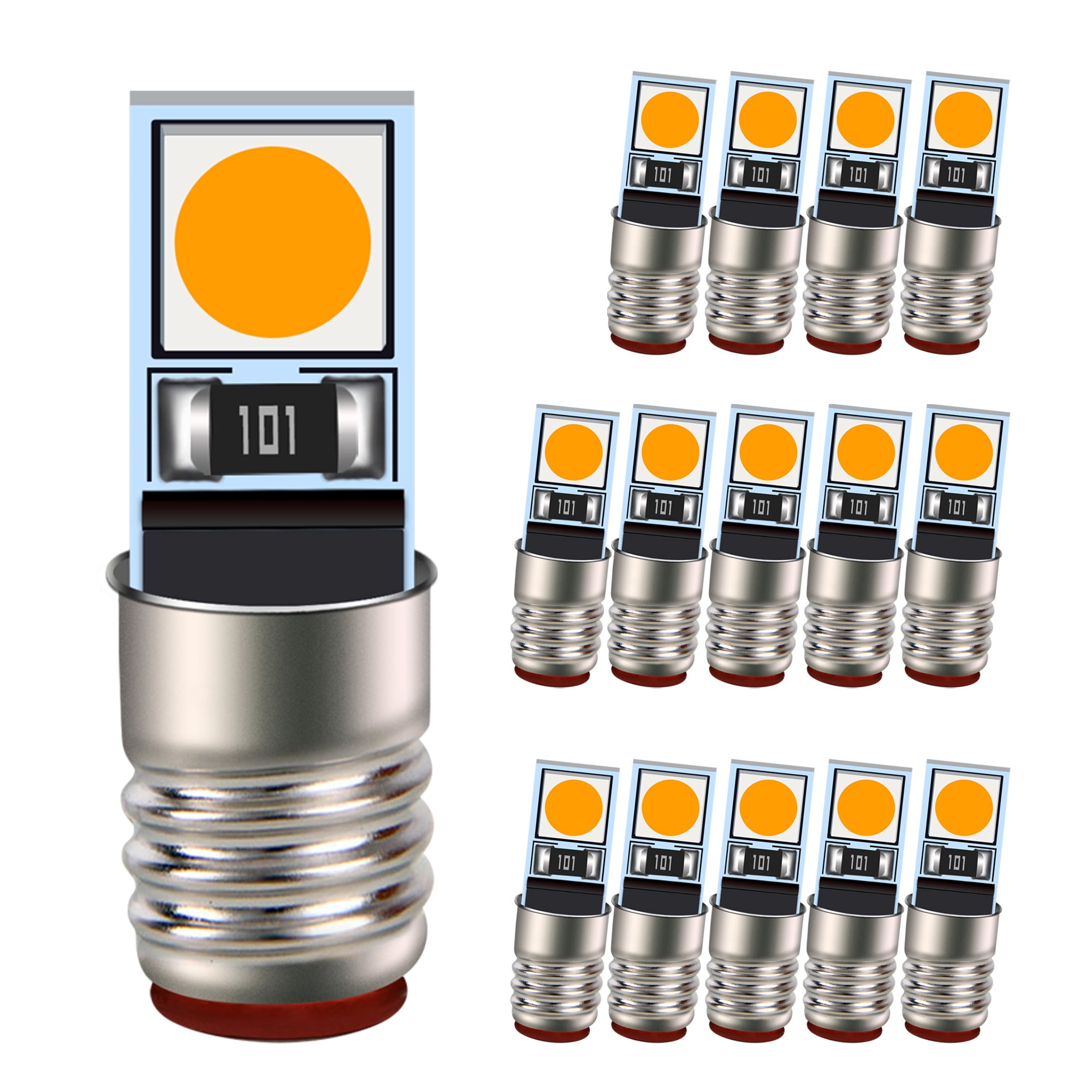 Ruiandsion 15-Pack E5 Micro LED Bulb, 6V 100Lm Warm White, AC/DC, for ...
