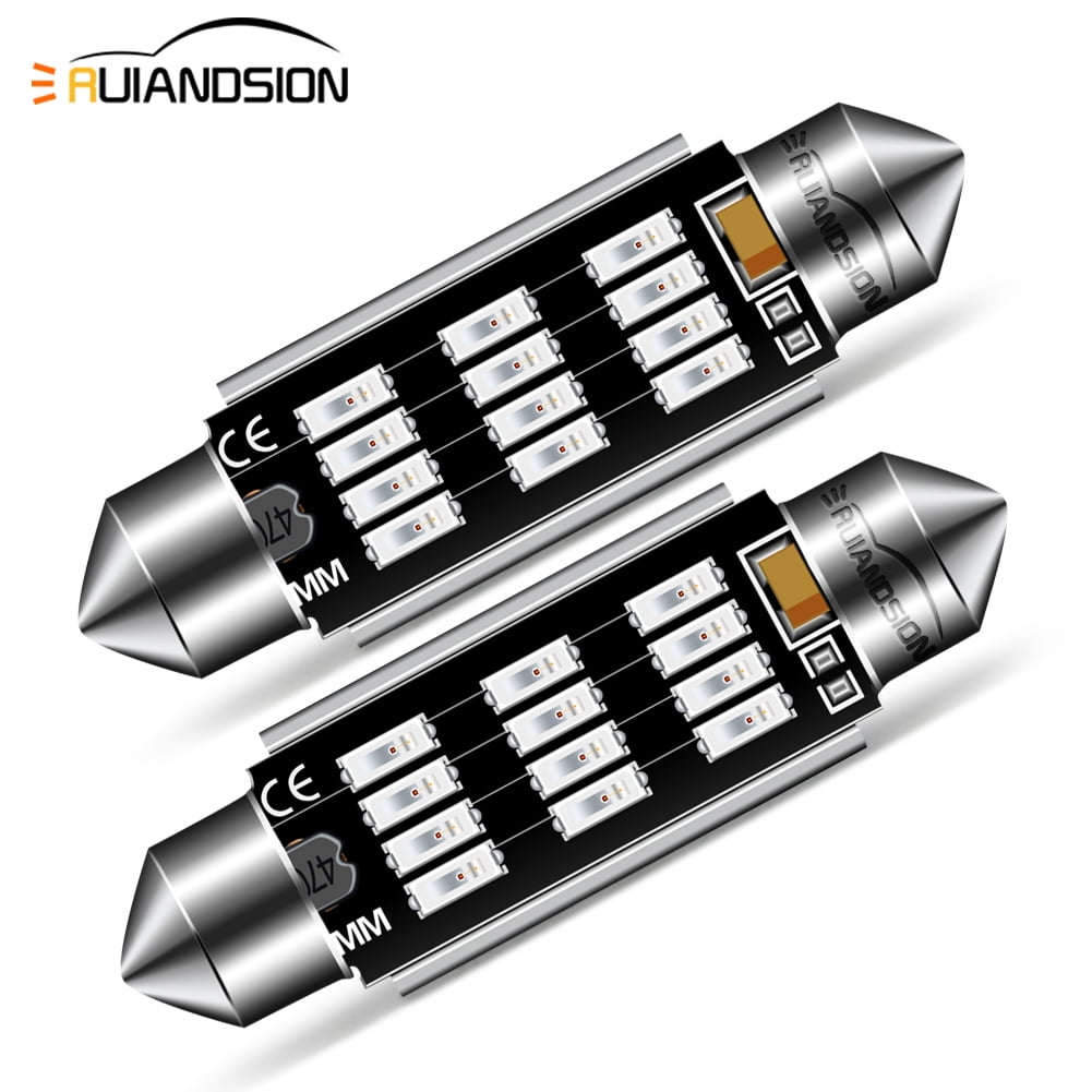Ruiandsion 211-2 LED Bulb 4014 12-SMD Festoon 41mm 42mm 578 212-2 Bulbs ...