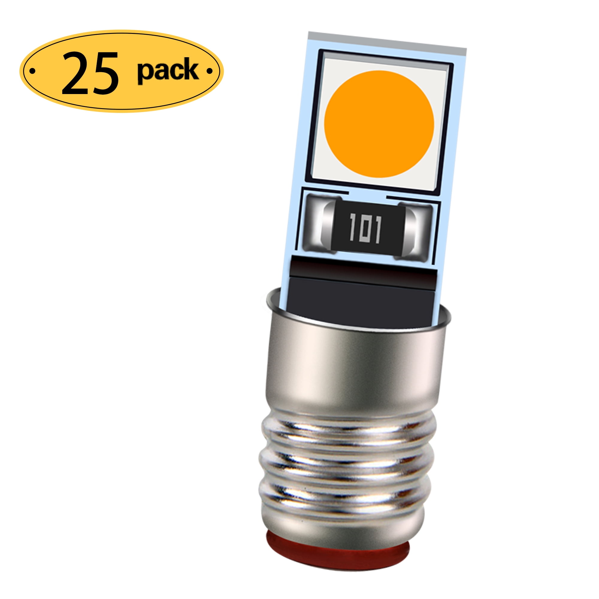 Ruiandsion 25-Pack E5 Micro LED Bulb, 6V 100Lm Warm White, AC/DC, for ...