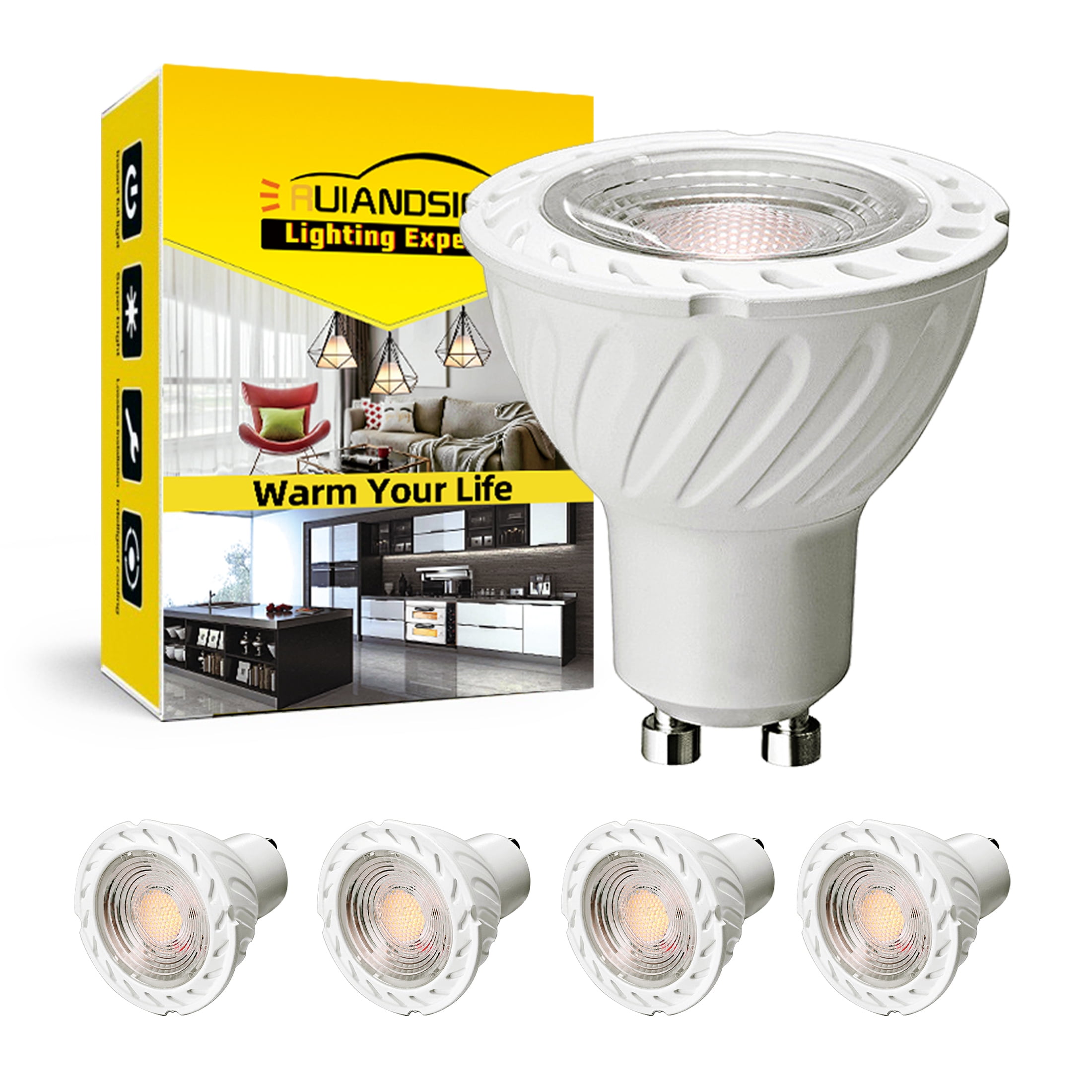 Ruiandsion 5-Pack GU10 LED Light Bulb,7W(Equivalent 50W),110V 500 LM ...