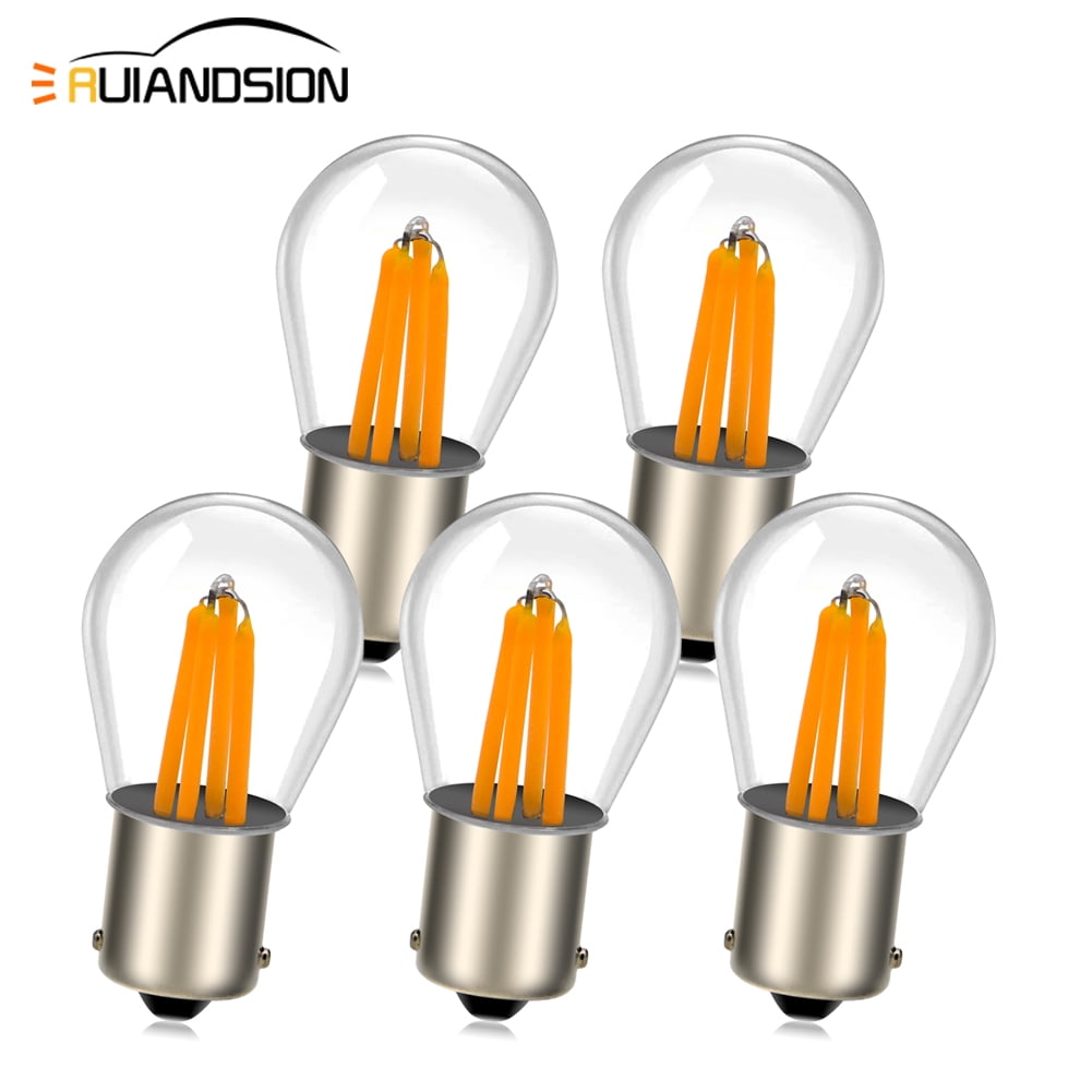 Ruiandsion 5pcs 1156 LED Bulbs 24V AC/DC Warm White 2200K, Reverse Turn ...