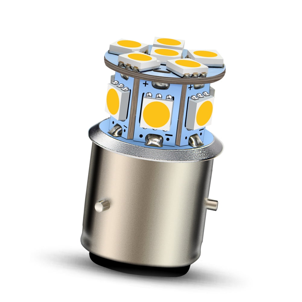 Ruiandsion BA21D LED Motorcycle Headlight Bulb AC/DC 6-30V Non-Polarity 360lm High Low Beam Warm ...