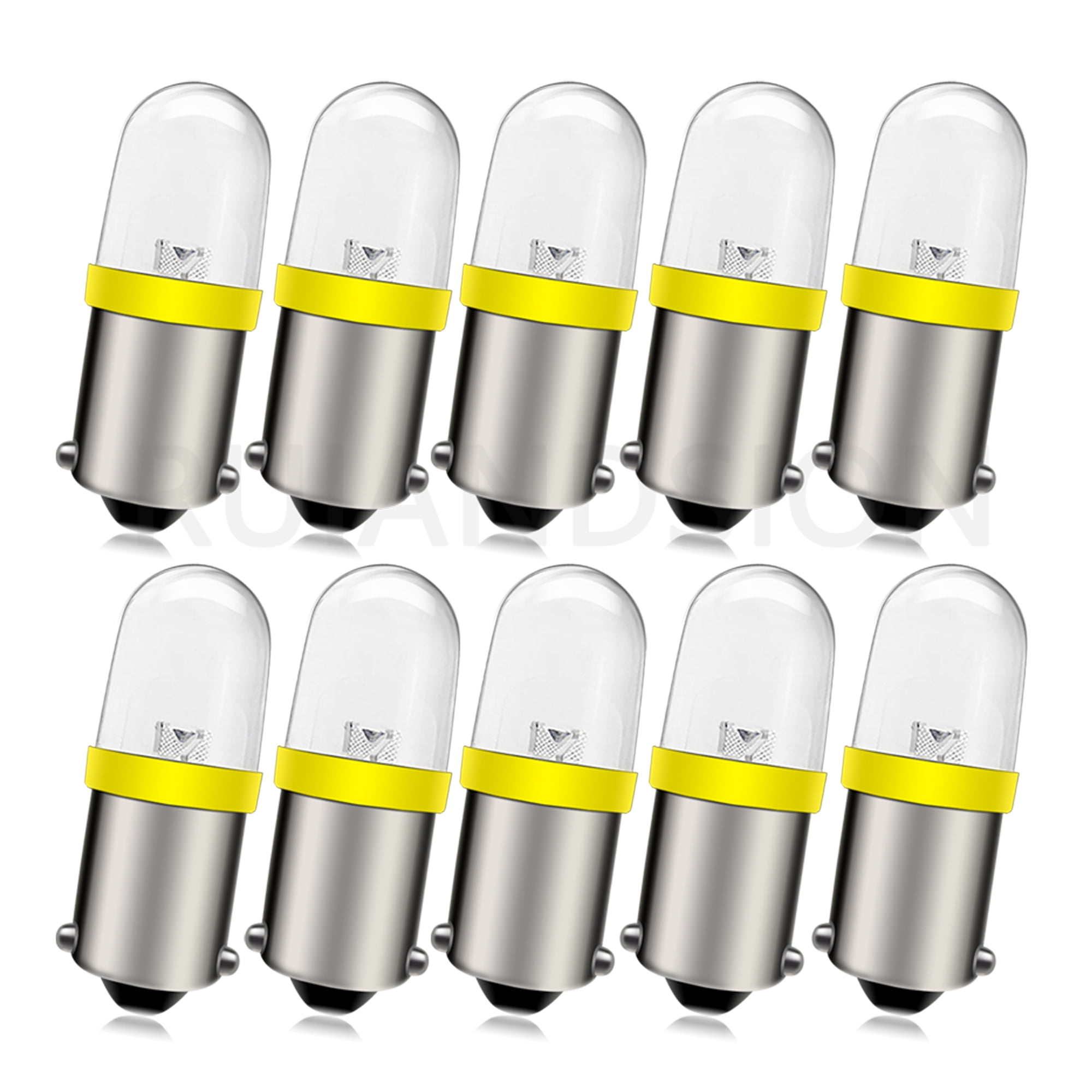 Ruiandsion BA9S Auto LED Bulbs: 12V COB Chip, 150LM Warm Amber, License ...