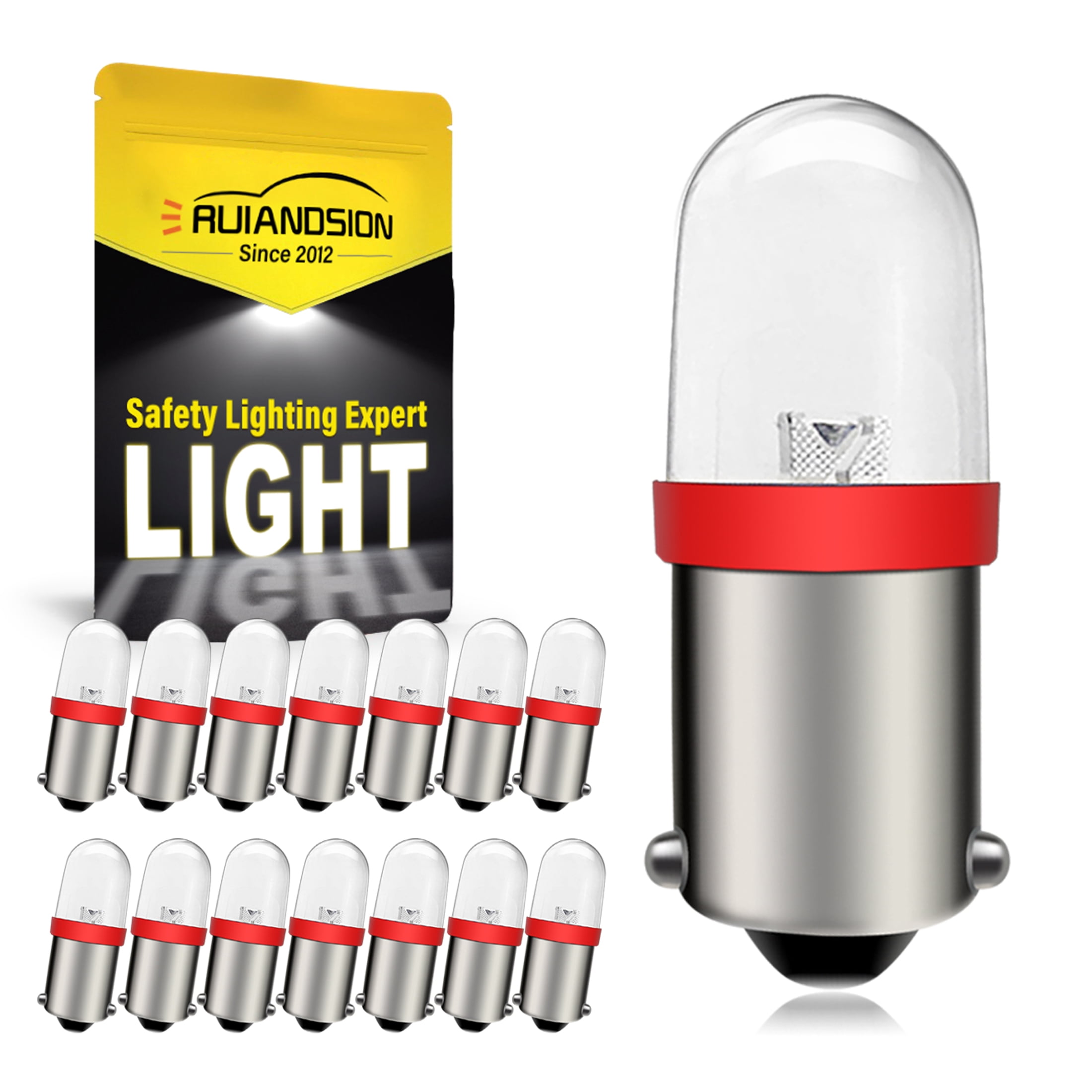 Ruiandsion BA9S Red LED Replacement Bulbs 120V 1W 100 Lumen 3500K, for ...