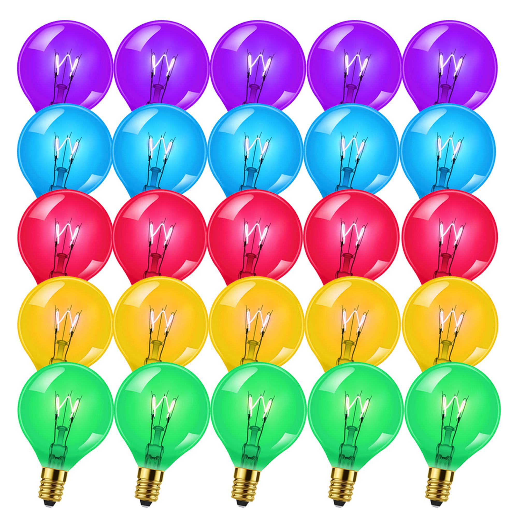 Ruiandsion Colorful Halogen Bulbs, 25-Pack, 110V E12 Base Pear Shape ...