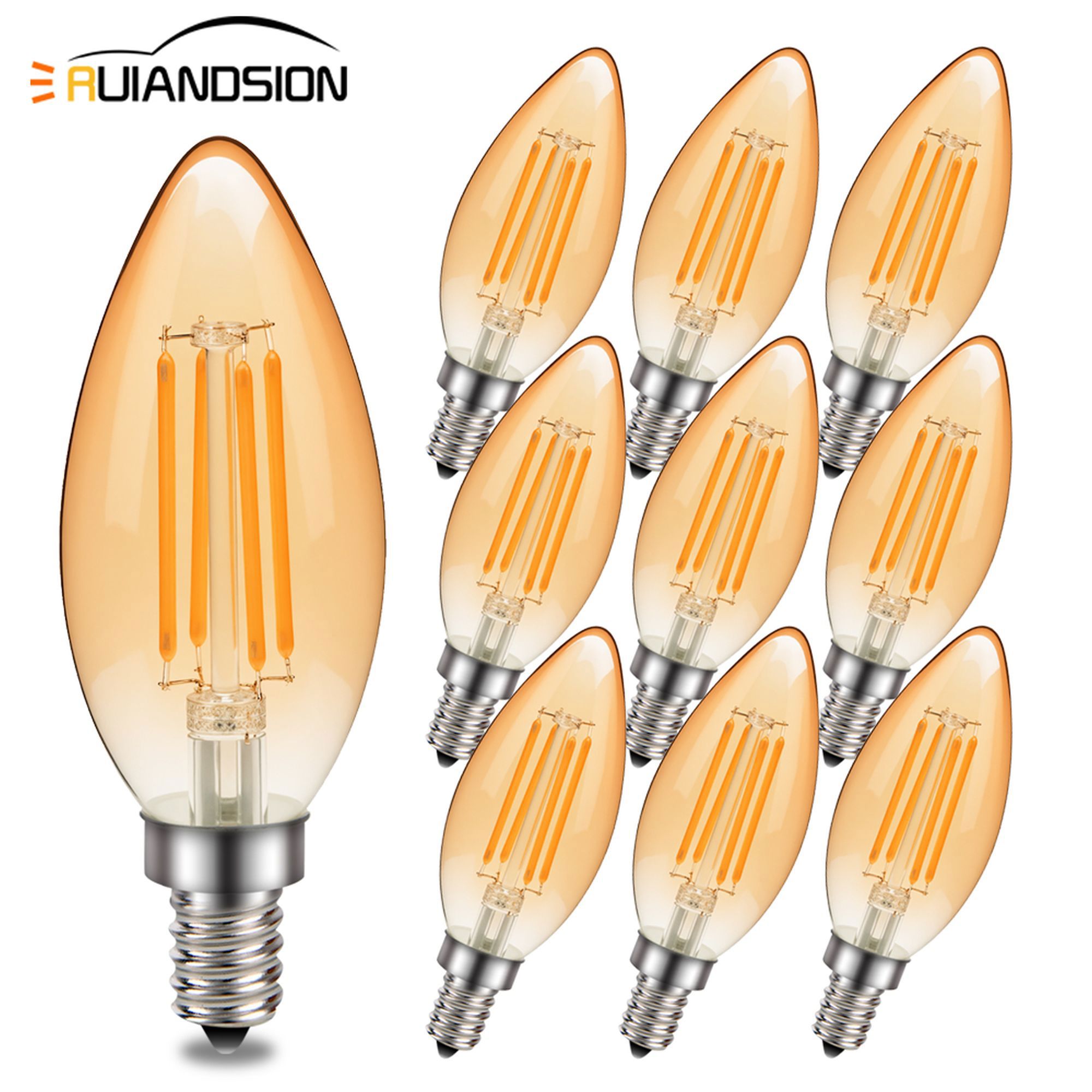 Ruiandsion Dimmable Candle Angle Bulb,E12/C7 Spiral Base, 110-130V 4W ...