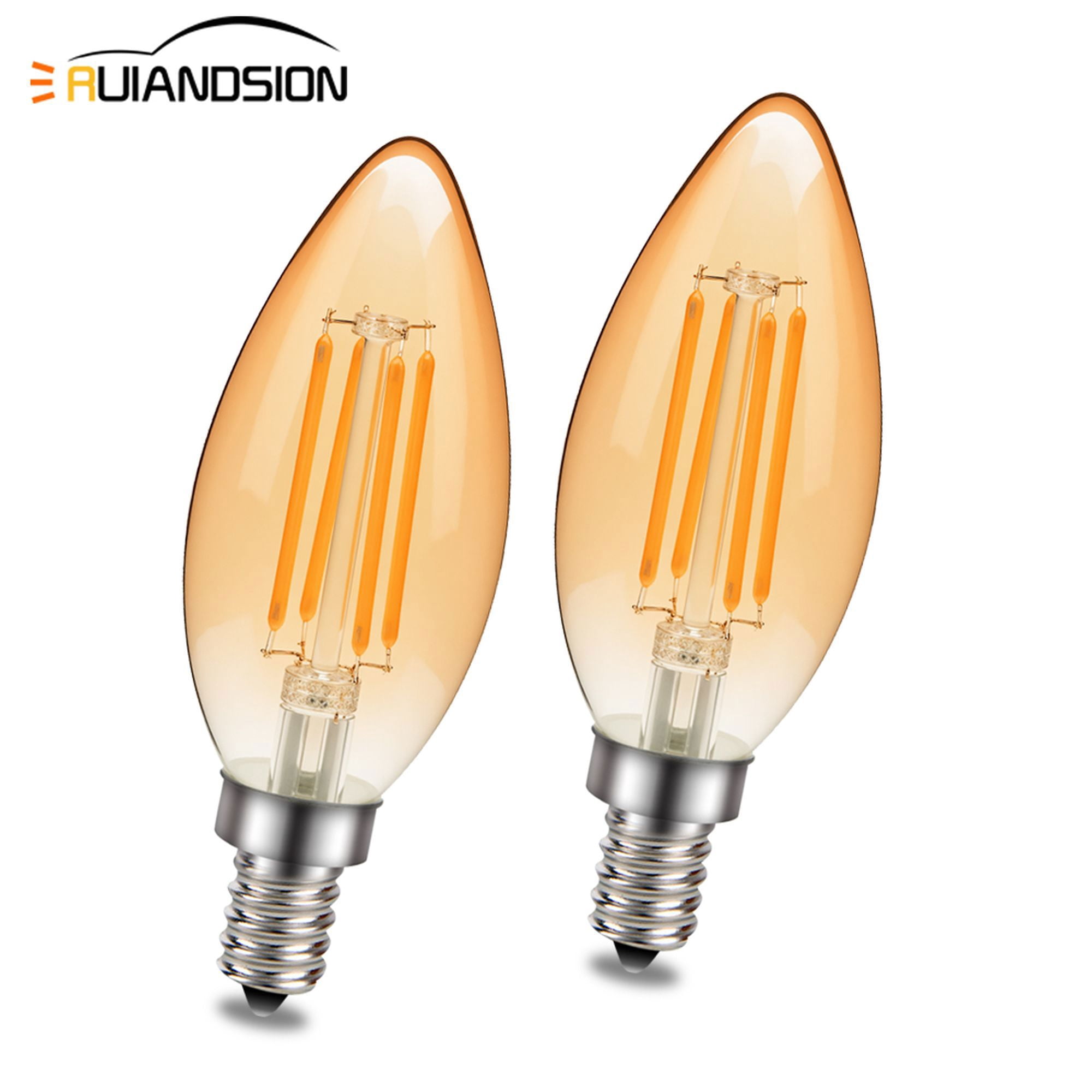 Ruiandsion Dimmable Candle Angle Bulb,E12/C7 Spiral Base, 110-130V 4W ...