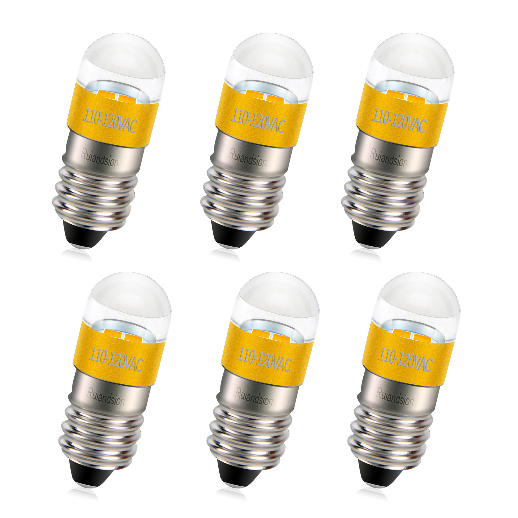 Ruiandsion E10 Micro LED Bulb 1W 100 LM 3000K Warm Yellow, AC 110-120V ...