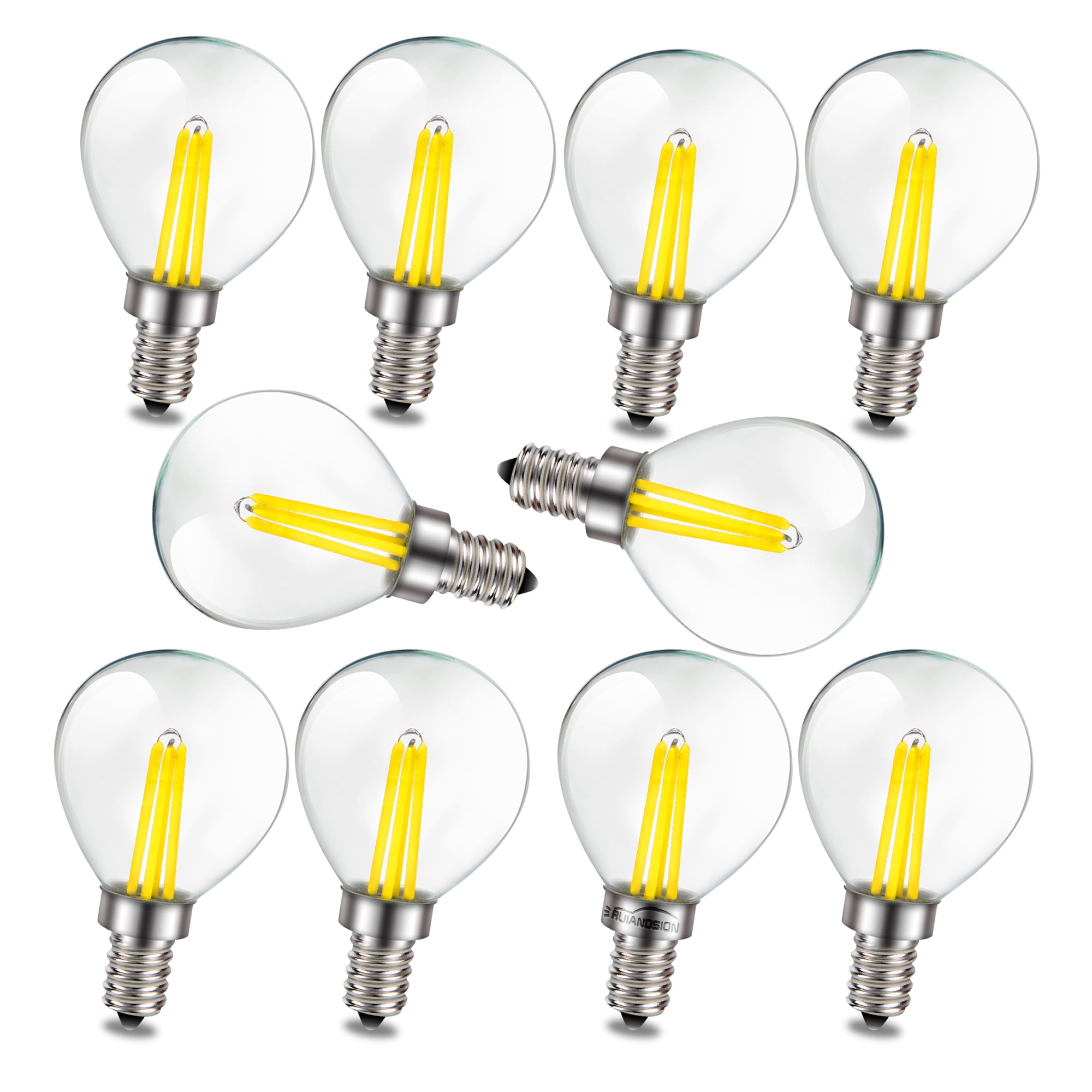 Ruiandsion E12 LED Filament Bulb White 4 Filaments 400LM 3W 110V 360 ...