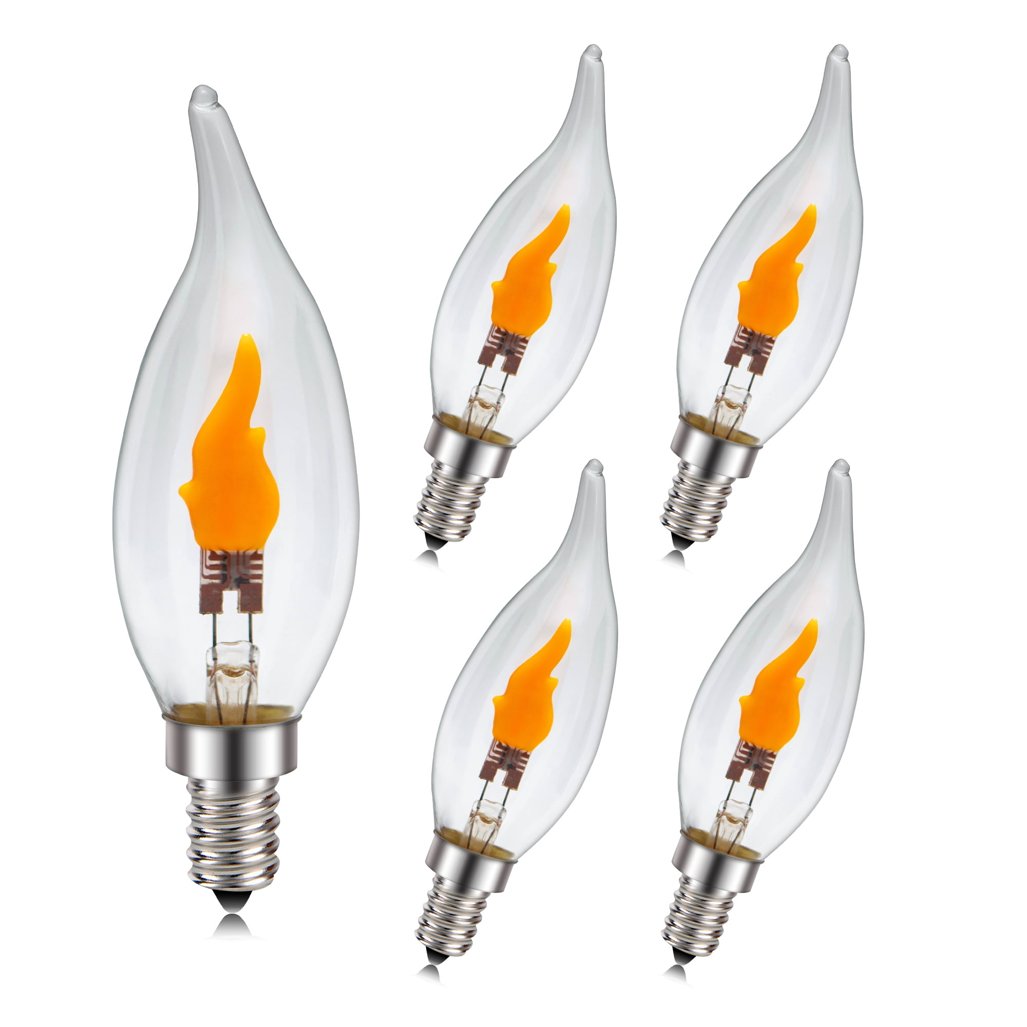 Ruiandsion E12 Warm White Flame Tip LED Bulb CA32 120V Waterproof 3000K ...