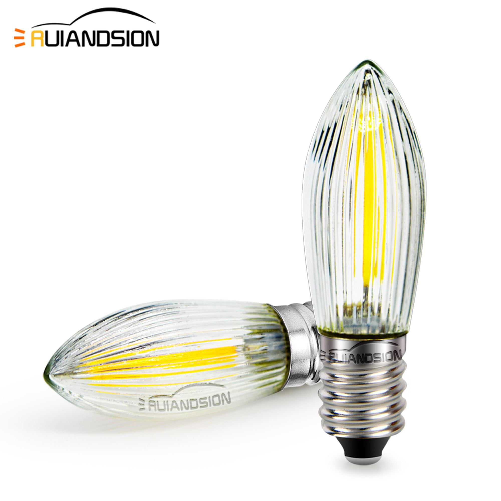 Ruiandsion LED Bulb E10 Base,6V 0.5W 100 LM Cool White Candle Flame Tip ...
