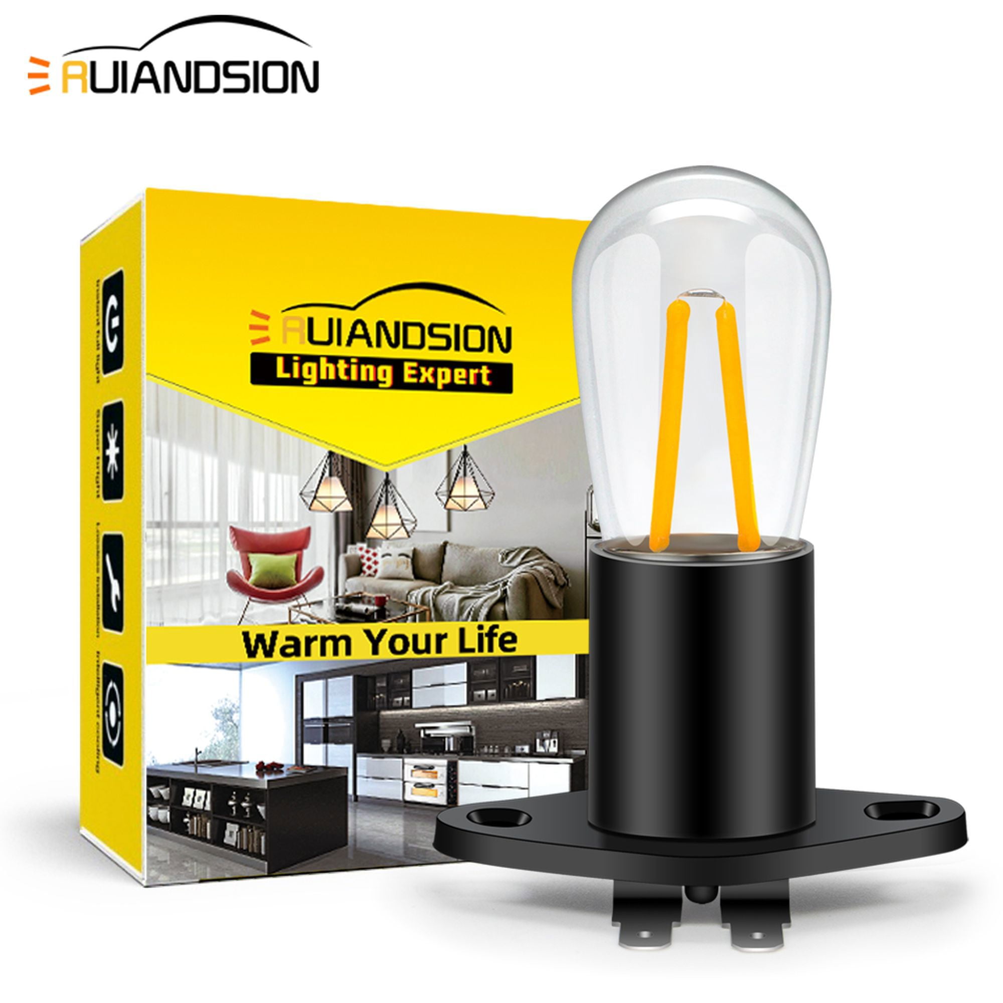 Ruiandsion Microwave Oven Light Bulb,E17 Bulb and W02 Base Kit,200LM ...