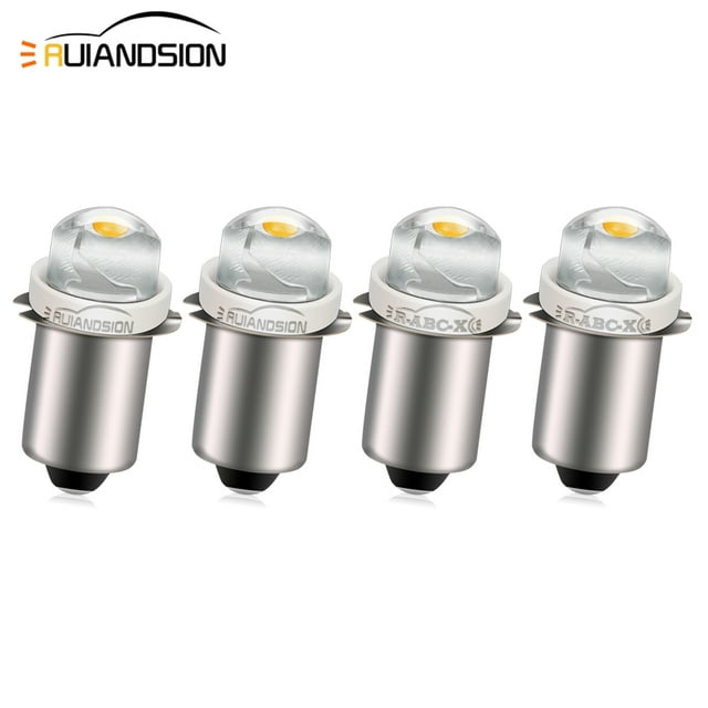 Ruiandsion P13.5S LED Bulb 3-18V White, Upgrade for Flashlight Torch Work Lights, 4 Pcs ...