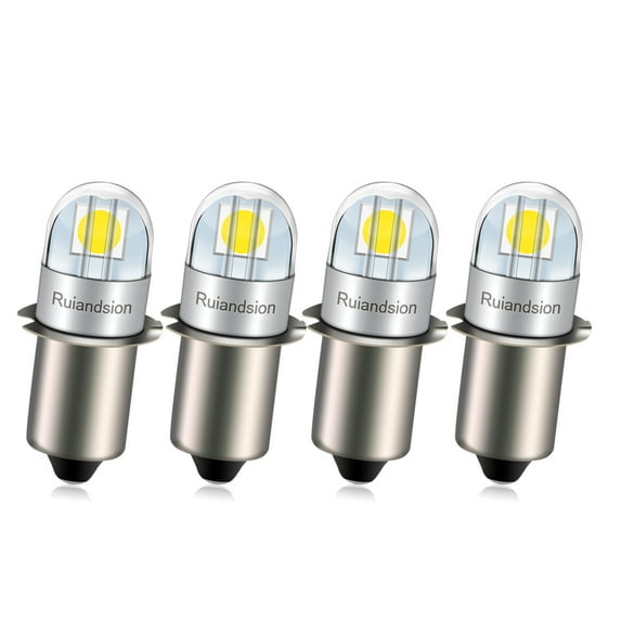 Ruiandsion P13.5S LED Flashlight Bulb 3V 6000K White for Torchlight Flashlight Torch Light 4pcs ...
