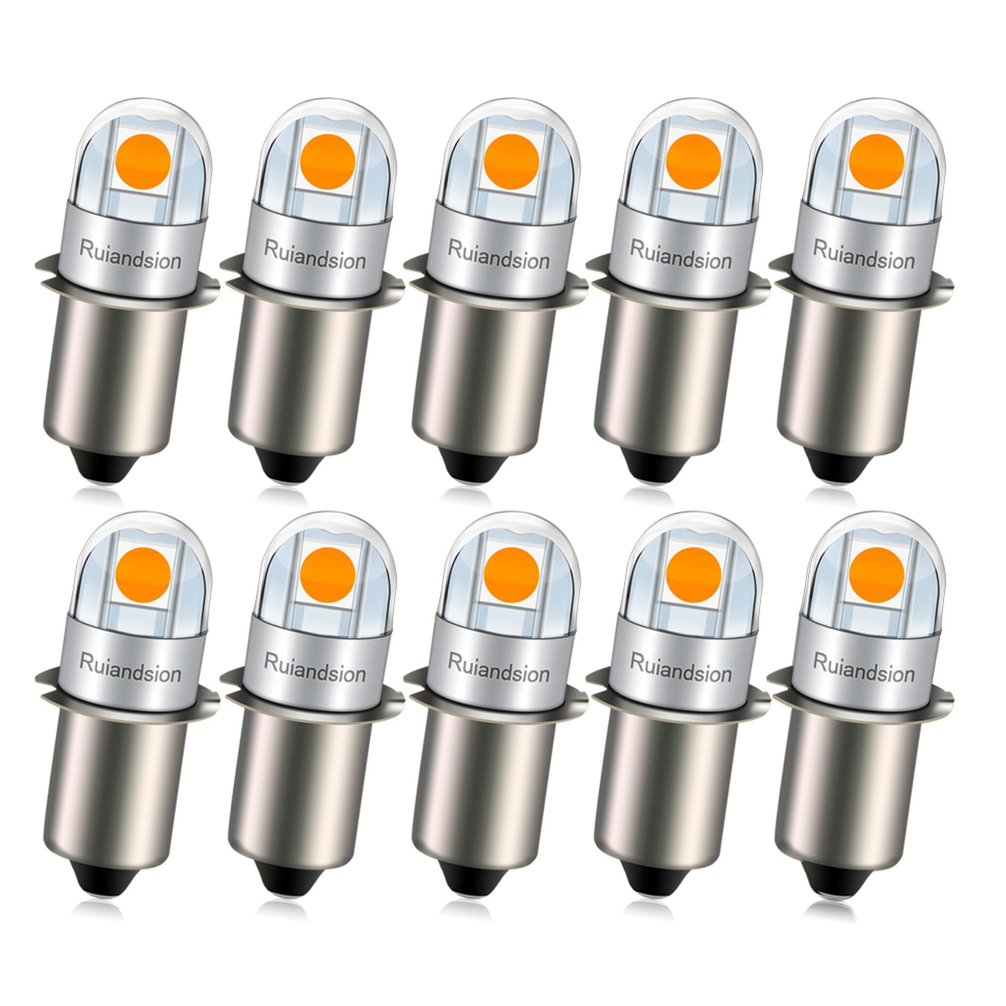 Ruiandsion P13.5S LED Replacement Bulb,10-Pack,1600K Yellow 200LM, 4.5V Non-Polar Easy Install ...