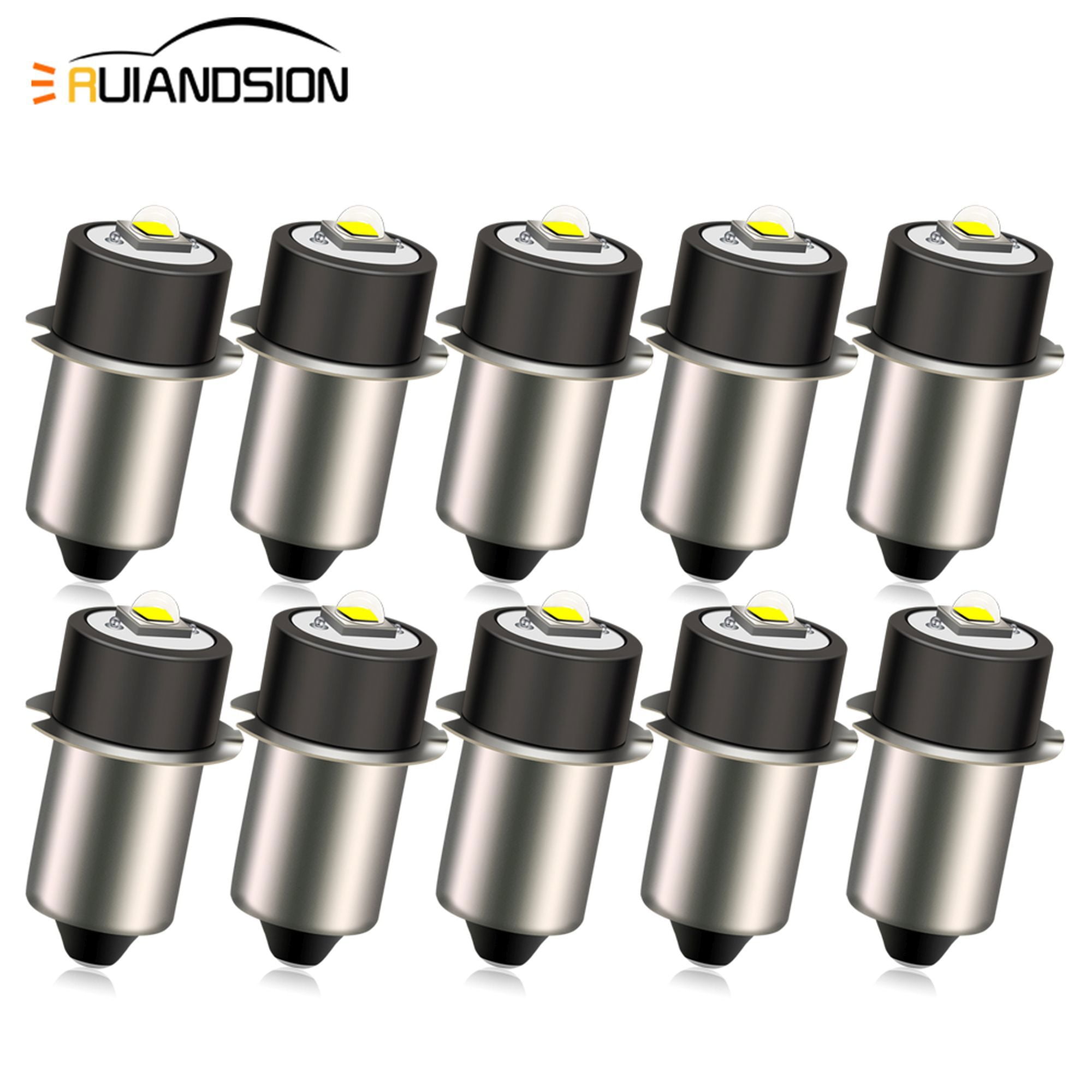 Ruiandsion P13.5S Wide Voltage LED Light Bulb,10-Pack, 1 to 9V DC 300 ...