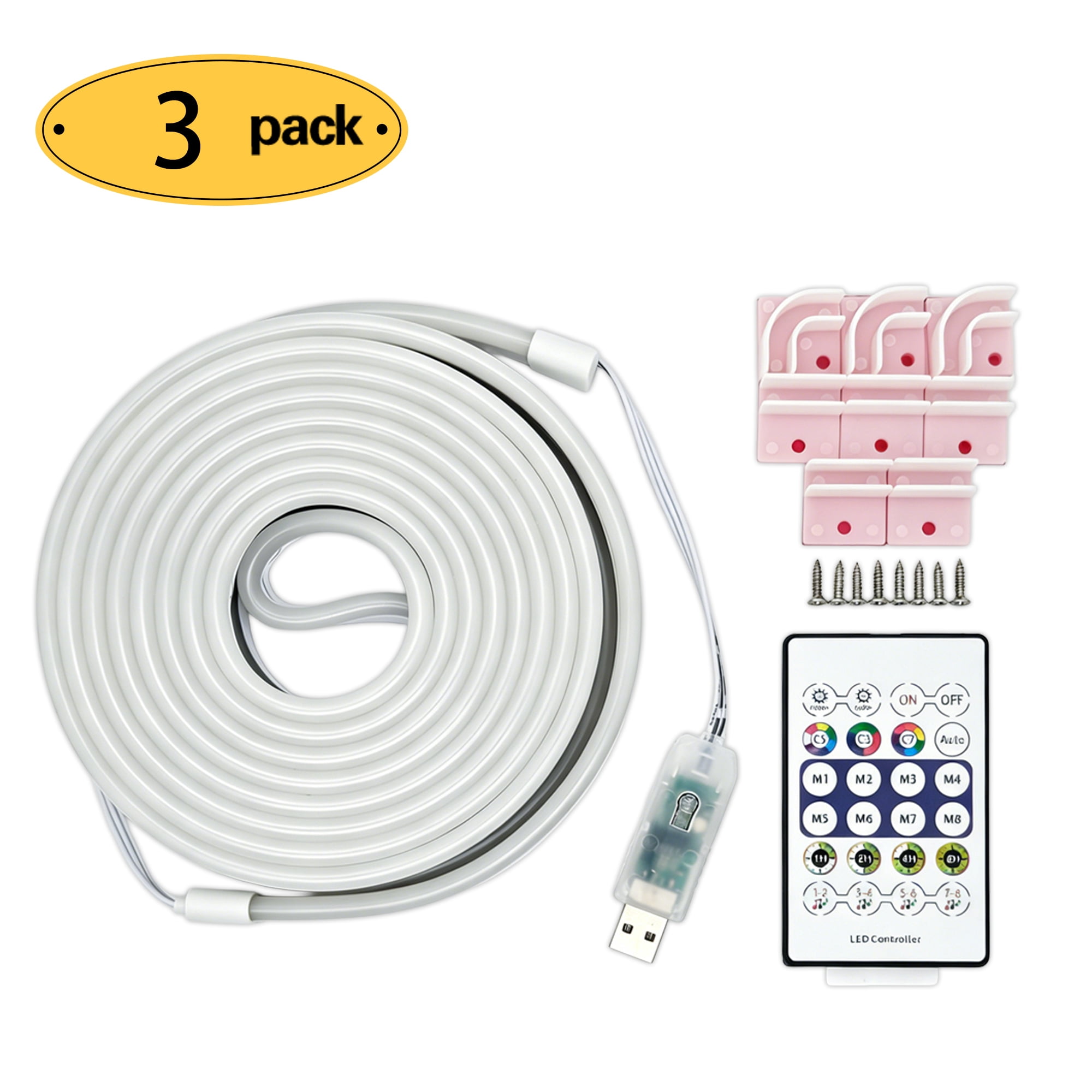 Ruiandsion RGBIC 16.4ft LED Neon Strip Light, DC 5V USB Bluetooth App ...