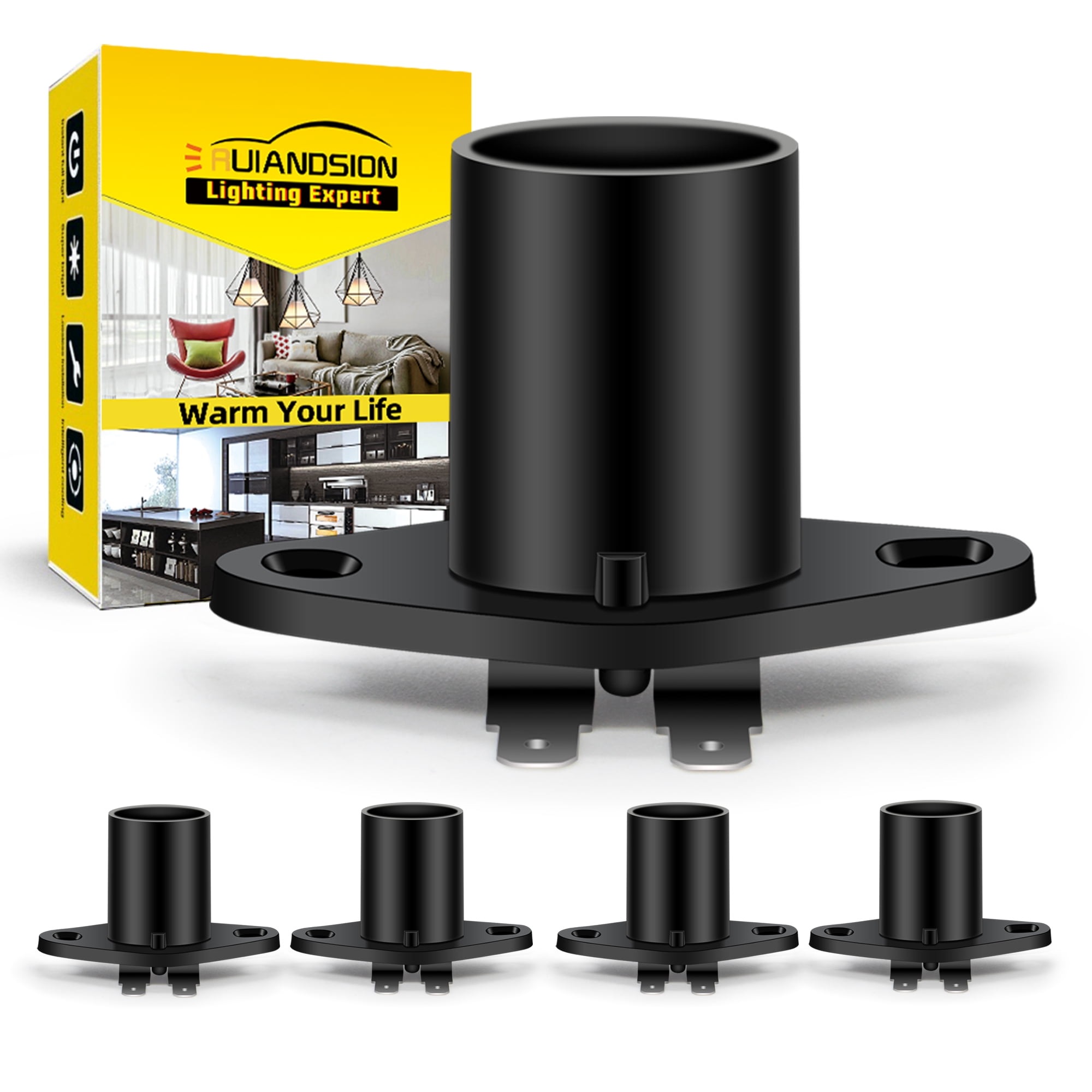 Ruiandsion W02 Black Microwave Light Bulb Base Heat Resistant Curved ...