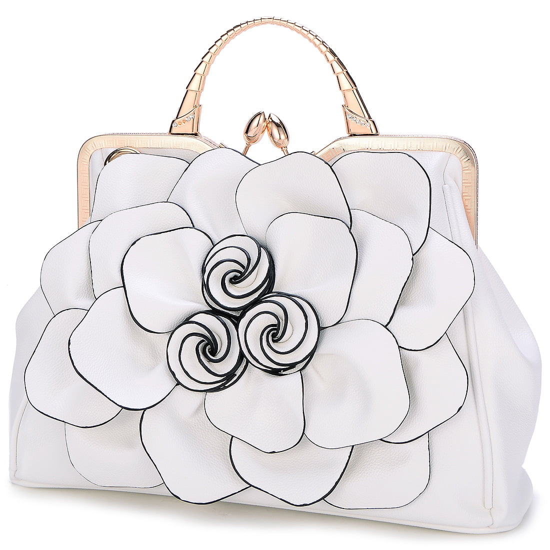 Ruiatoo Handbag for Women Flower Fashion Satchel Tote PU Leather ...
