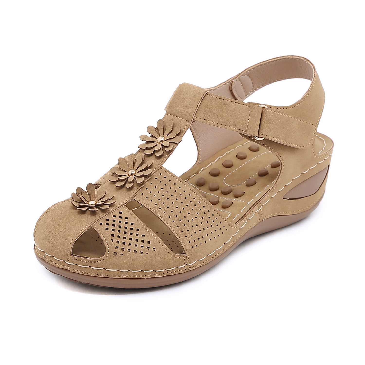 Ruiatoo Wedge Sandals for Women Closed Toe Comfortable with Massage ...
