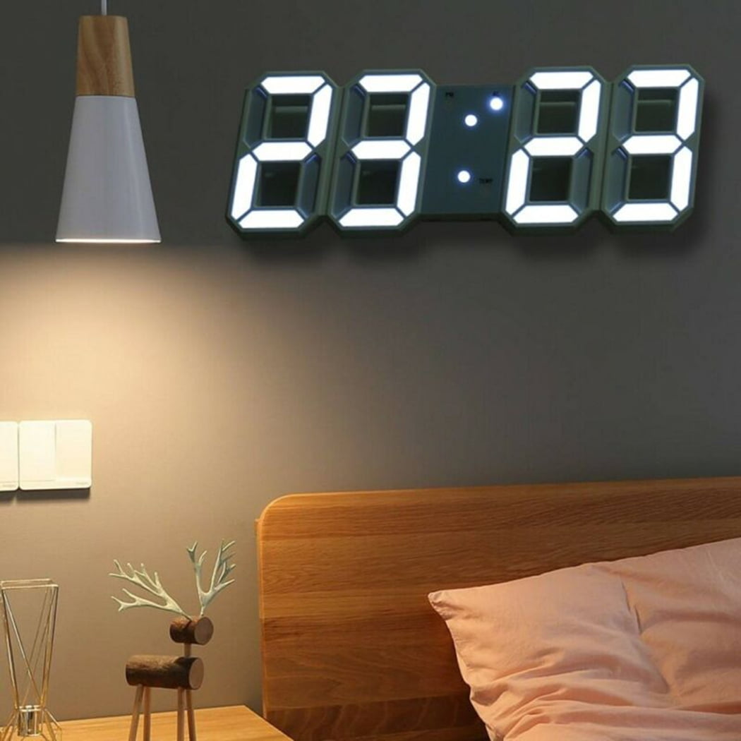 Ruibeauty 3D LED Wall Clock with 24/12 Hour Display, Timer, Alarm, Home ...