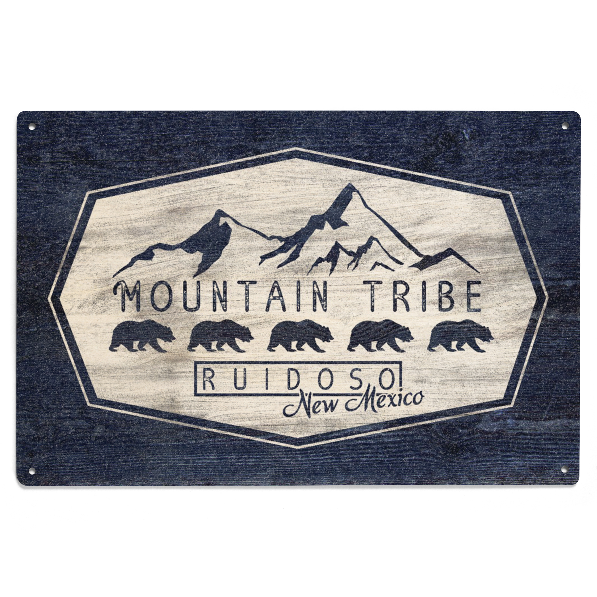 Ruidoso, New Mexico, Mountain Tribe, Grizzly Bear and Mountains, Rustic ...