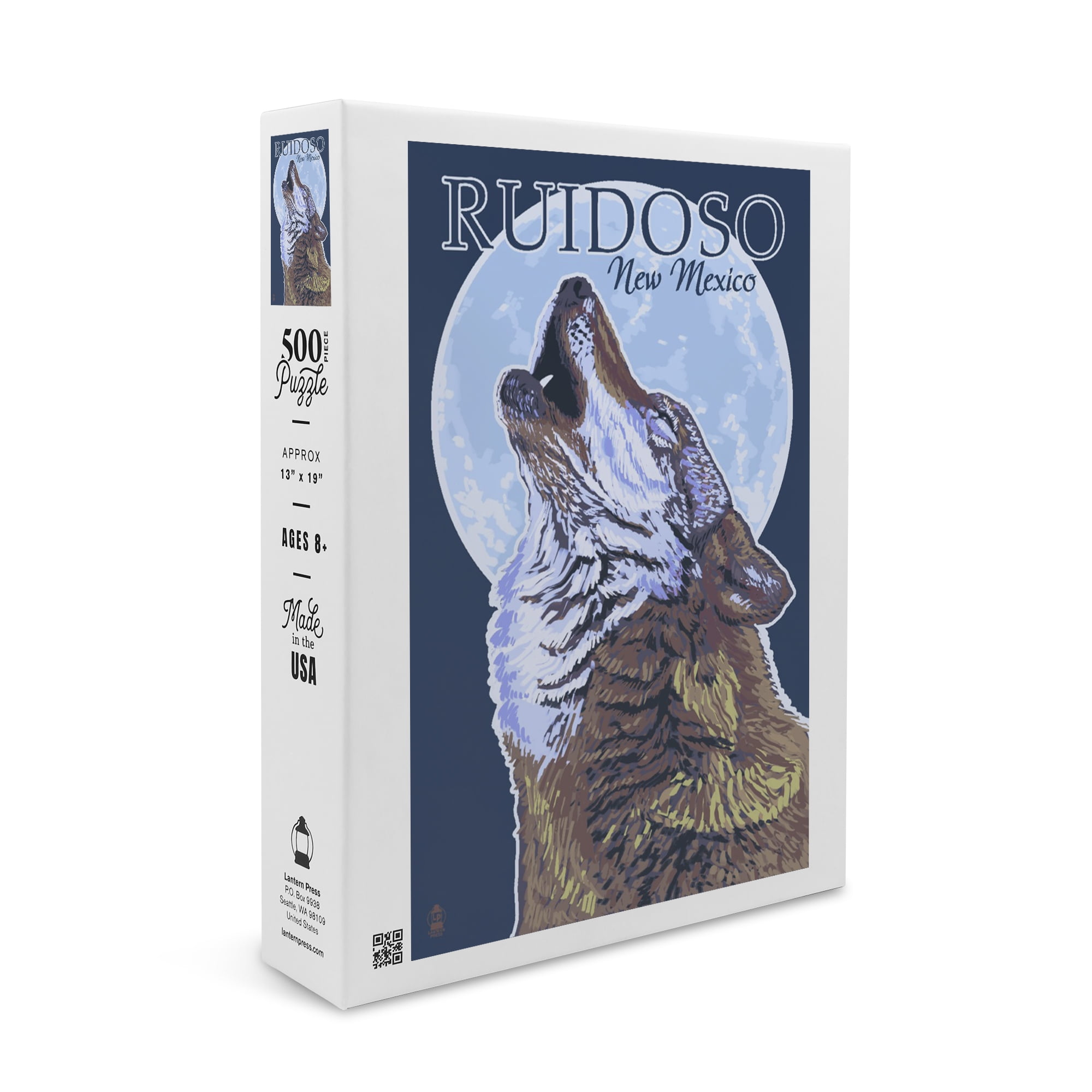 Ruidoso, New Mexico, Wolf Howling at Moon (19x27 inches, Premium 500 ...